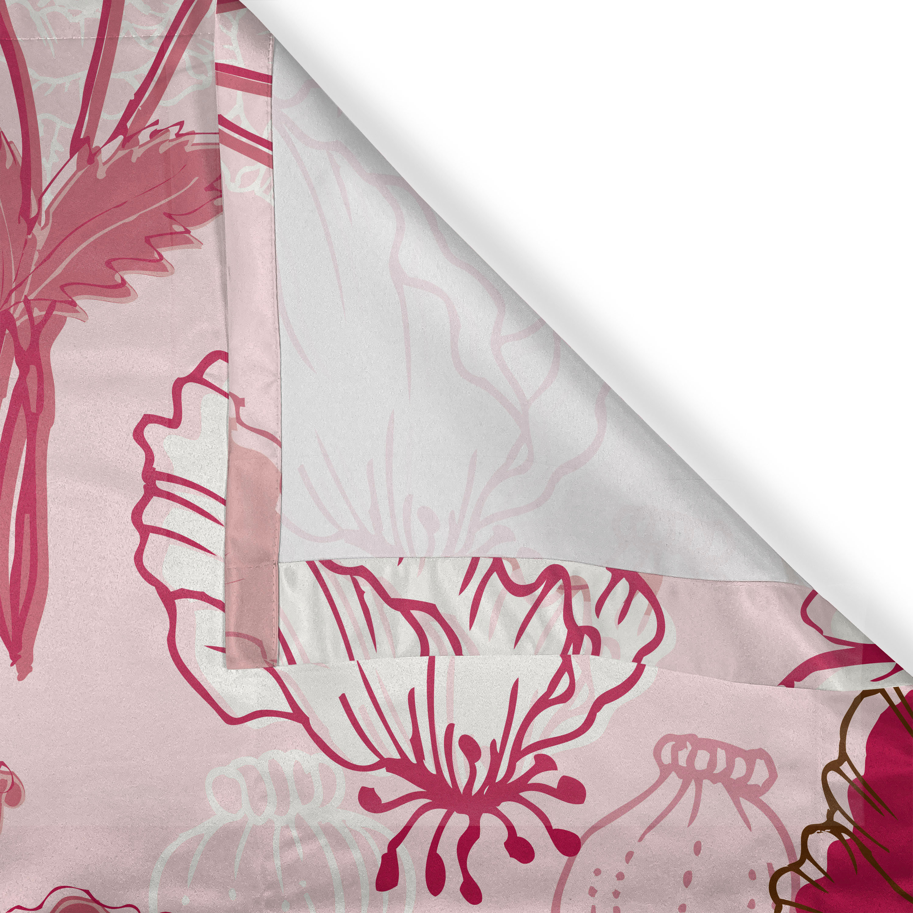 Dakota Fields Poppy Artwork Grommet Curtain Simple Flowers Modern 50" x ...