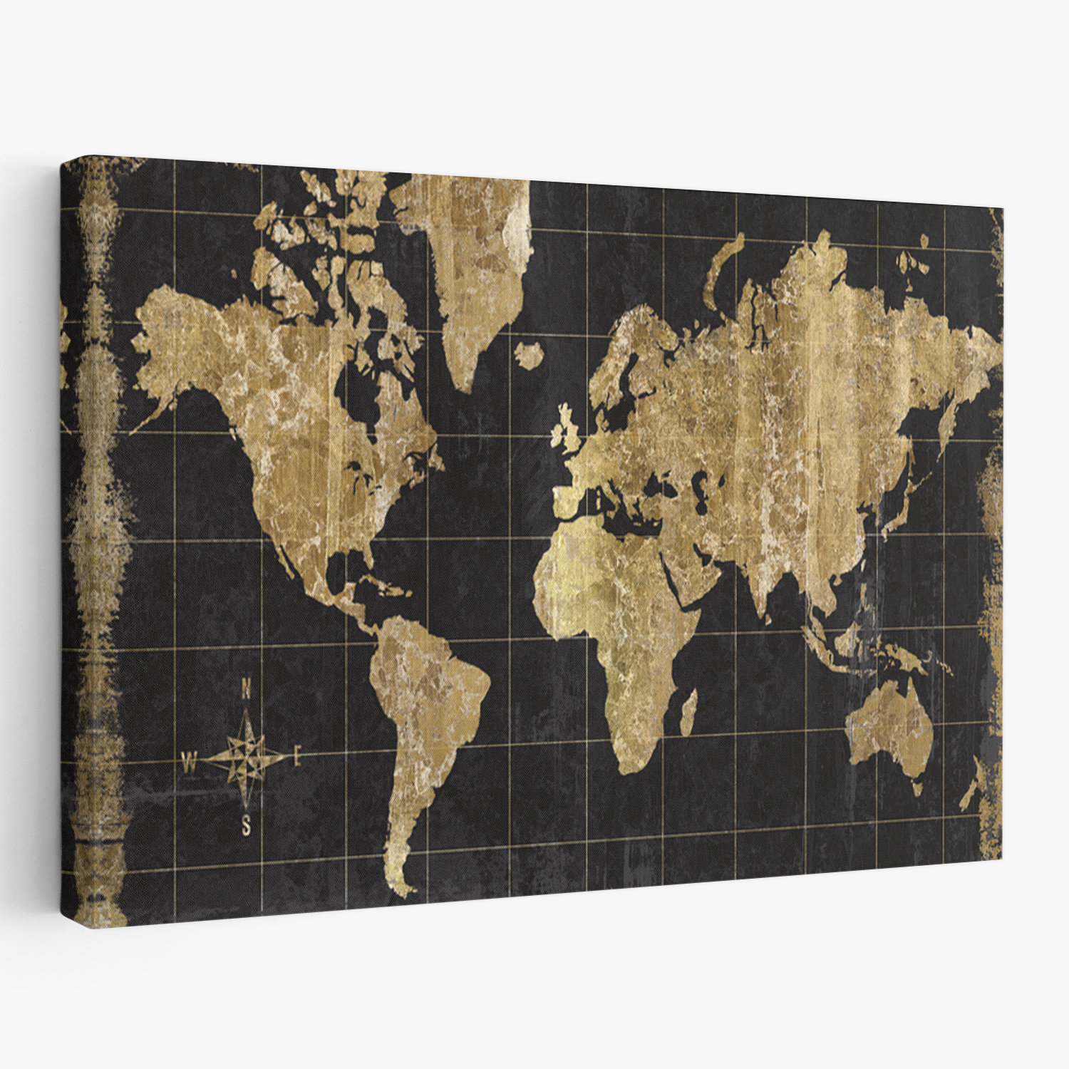 Mercer41 Gilded Map Black - Black Compass Continents Gilded | Wayfair