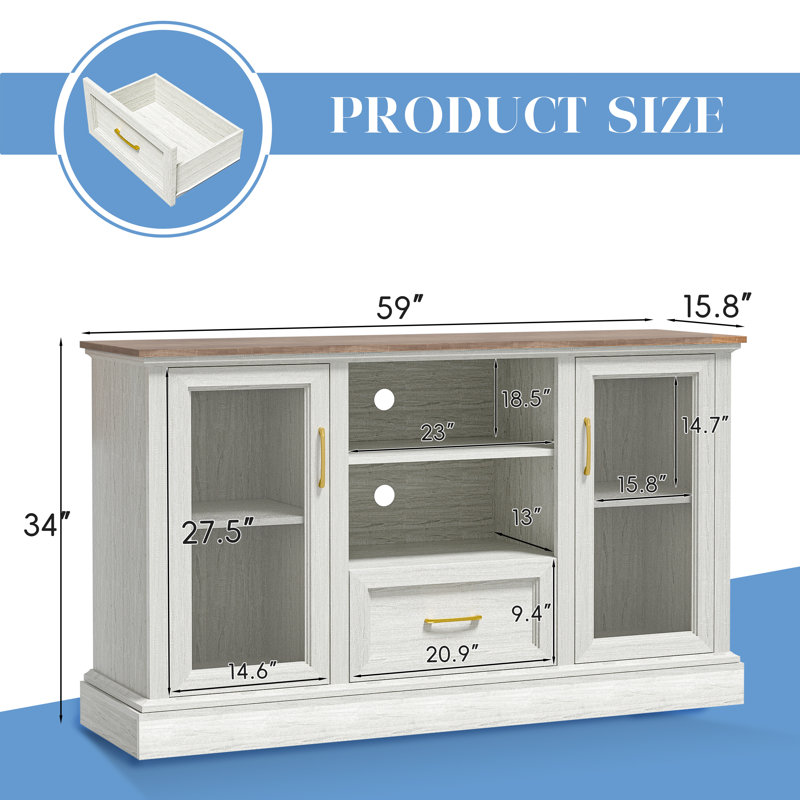 Winston Porter Tv Stand For 65 Inch Tv With Glass Door & Reviews | Wayfair