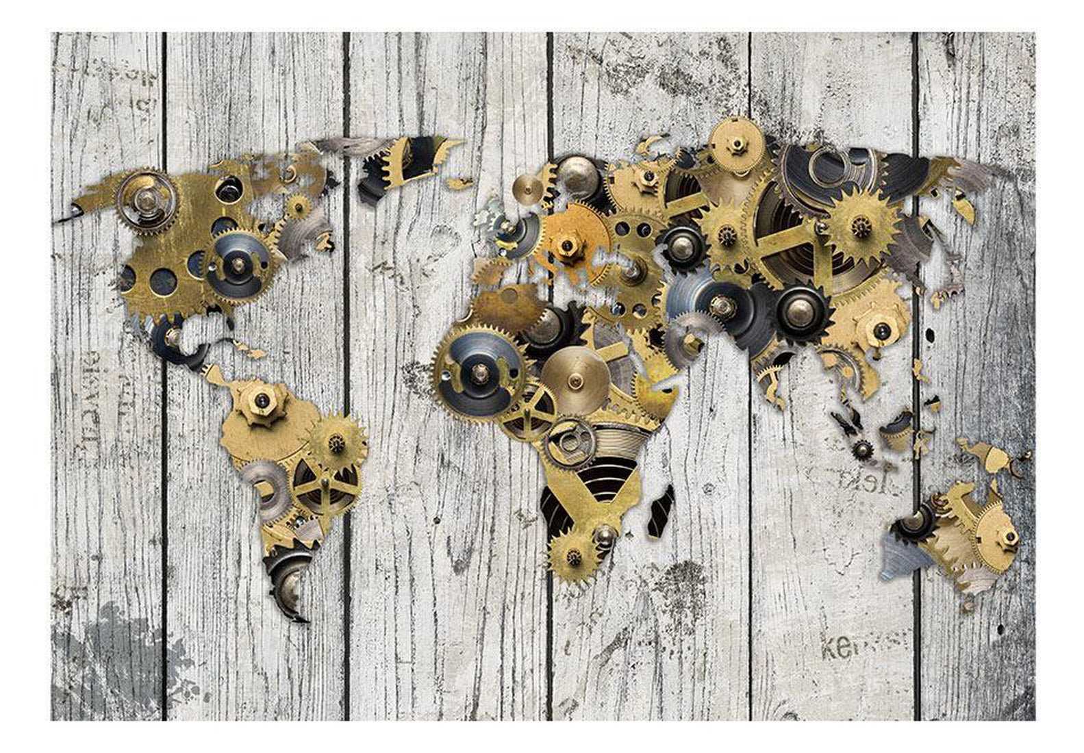 Williston Forge Peel and Stick World Map Wall Mural - Bronze Mechanical ...