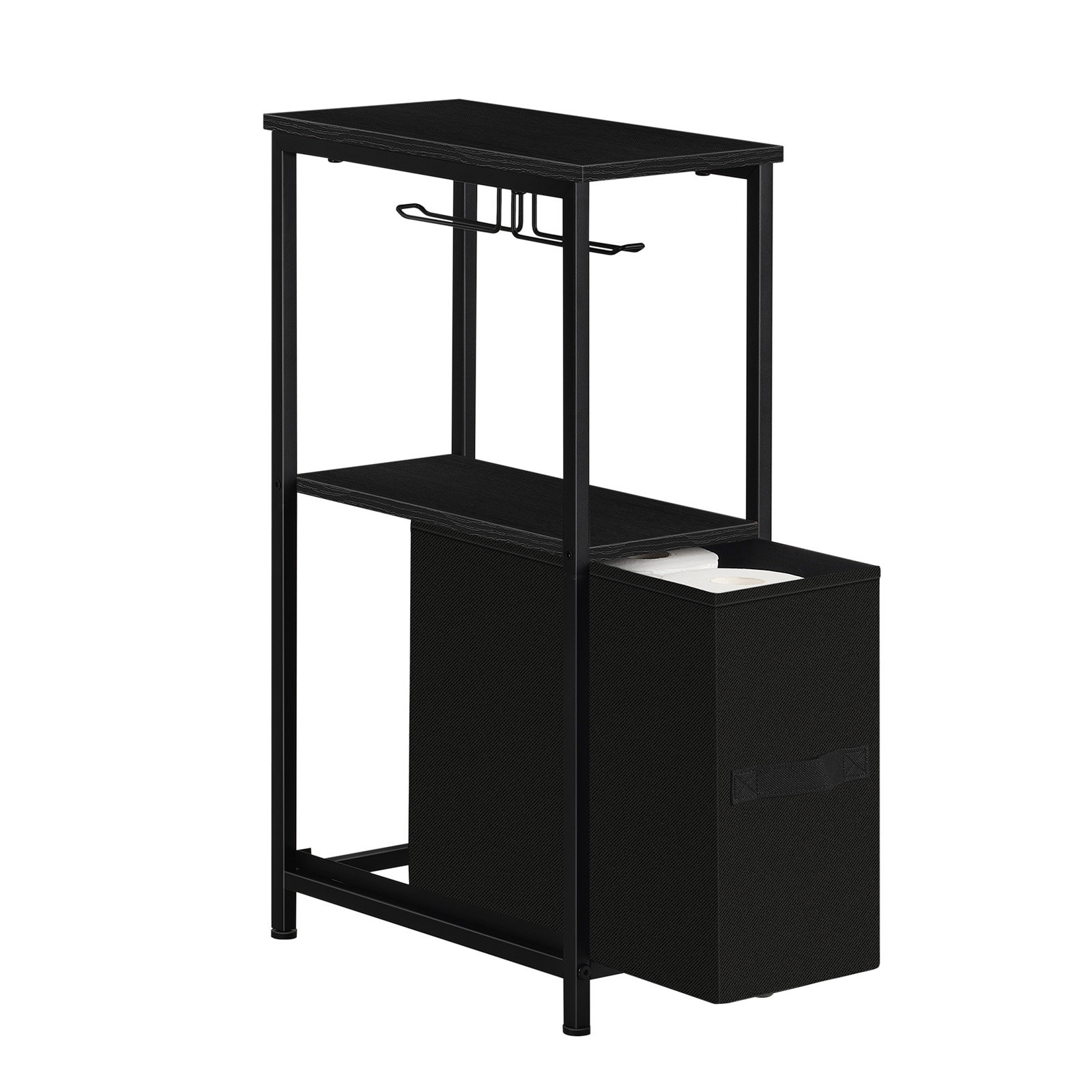 Ebern Designs Black Bathroom Tissue and Roll Paper Storage Rack | Wayfair