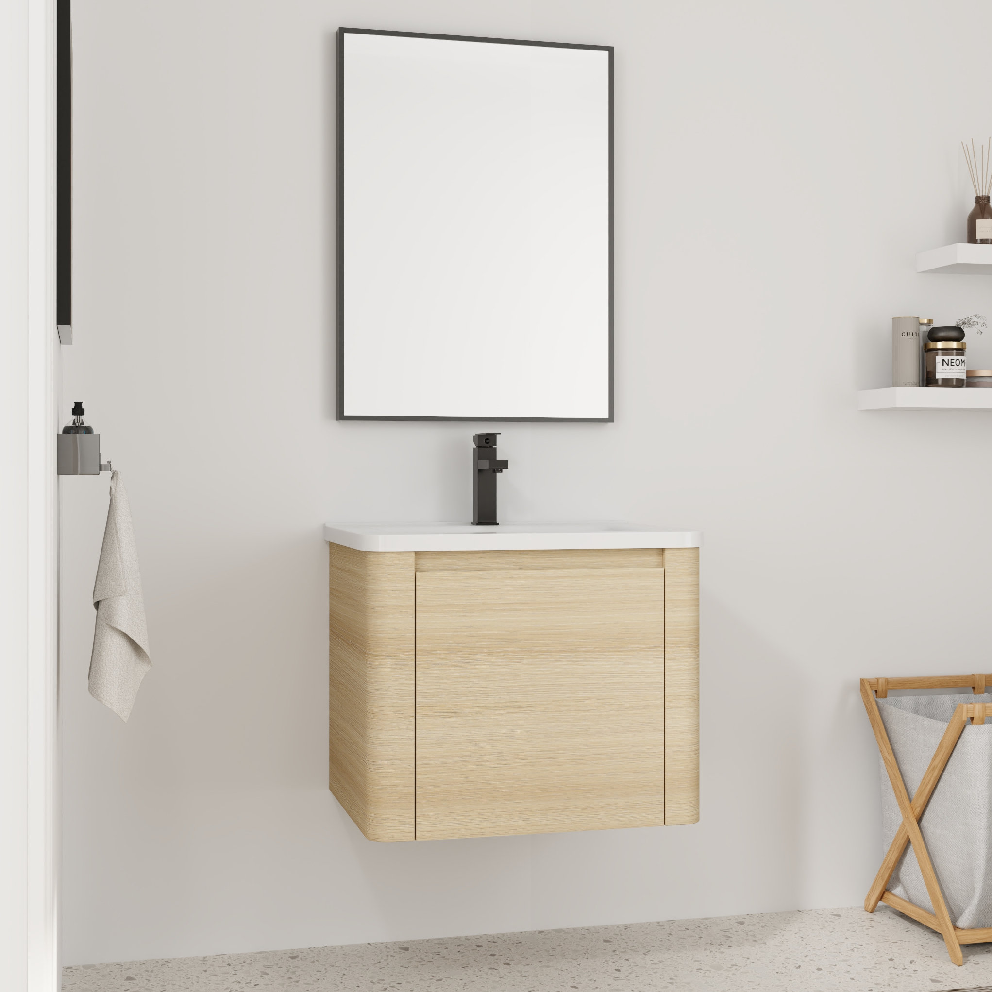 Ebern Designs 24'' Floating Single Bathroom Vanity with Ceramic Sink ...