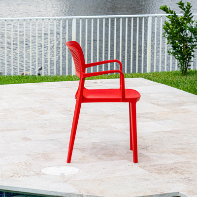 Rainbow Outdoor Stacking Patio Dining Armchair | Wayfair