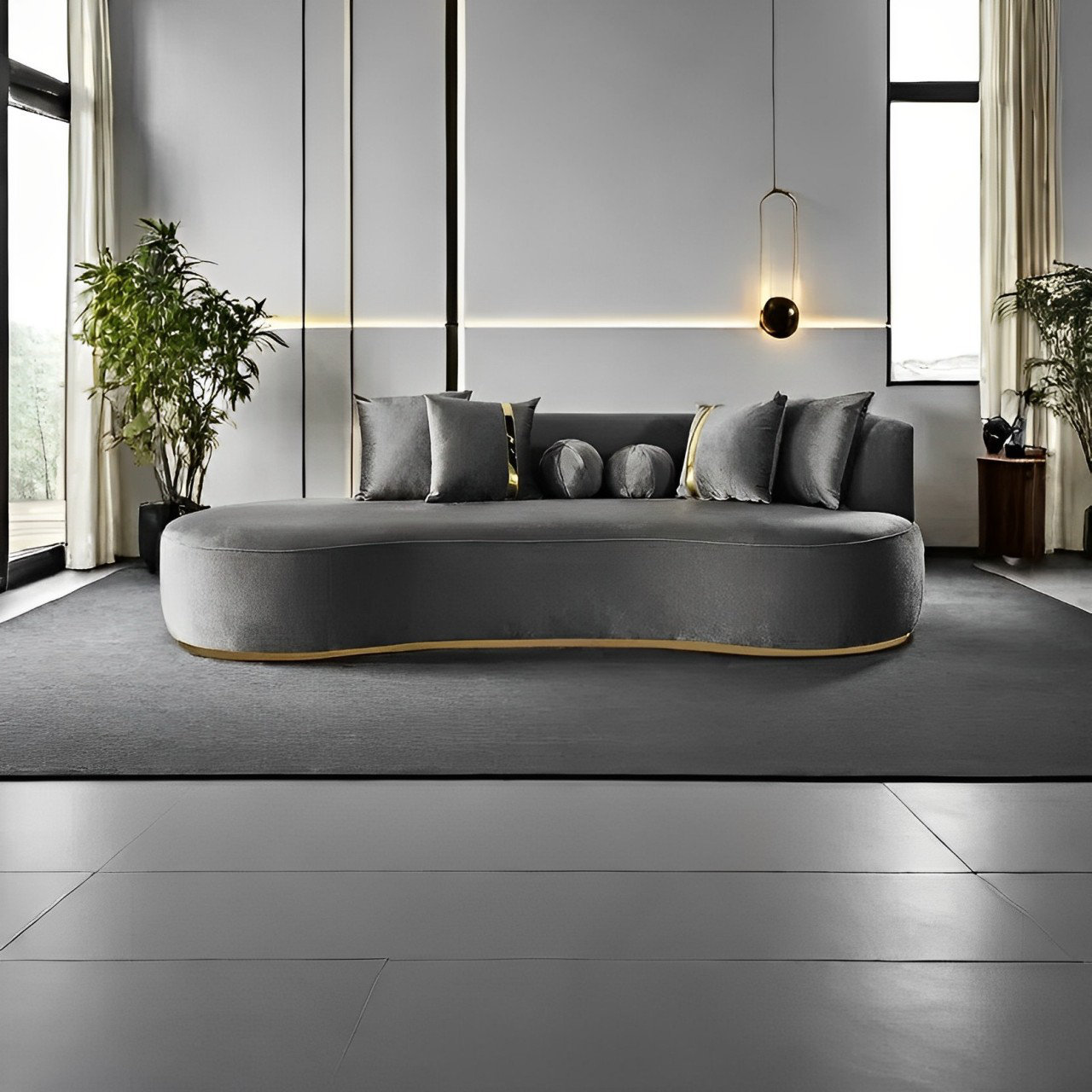 HarmonyFurns Creative curved flannelette casual chaise lounge | Wayfair