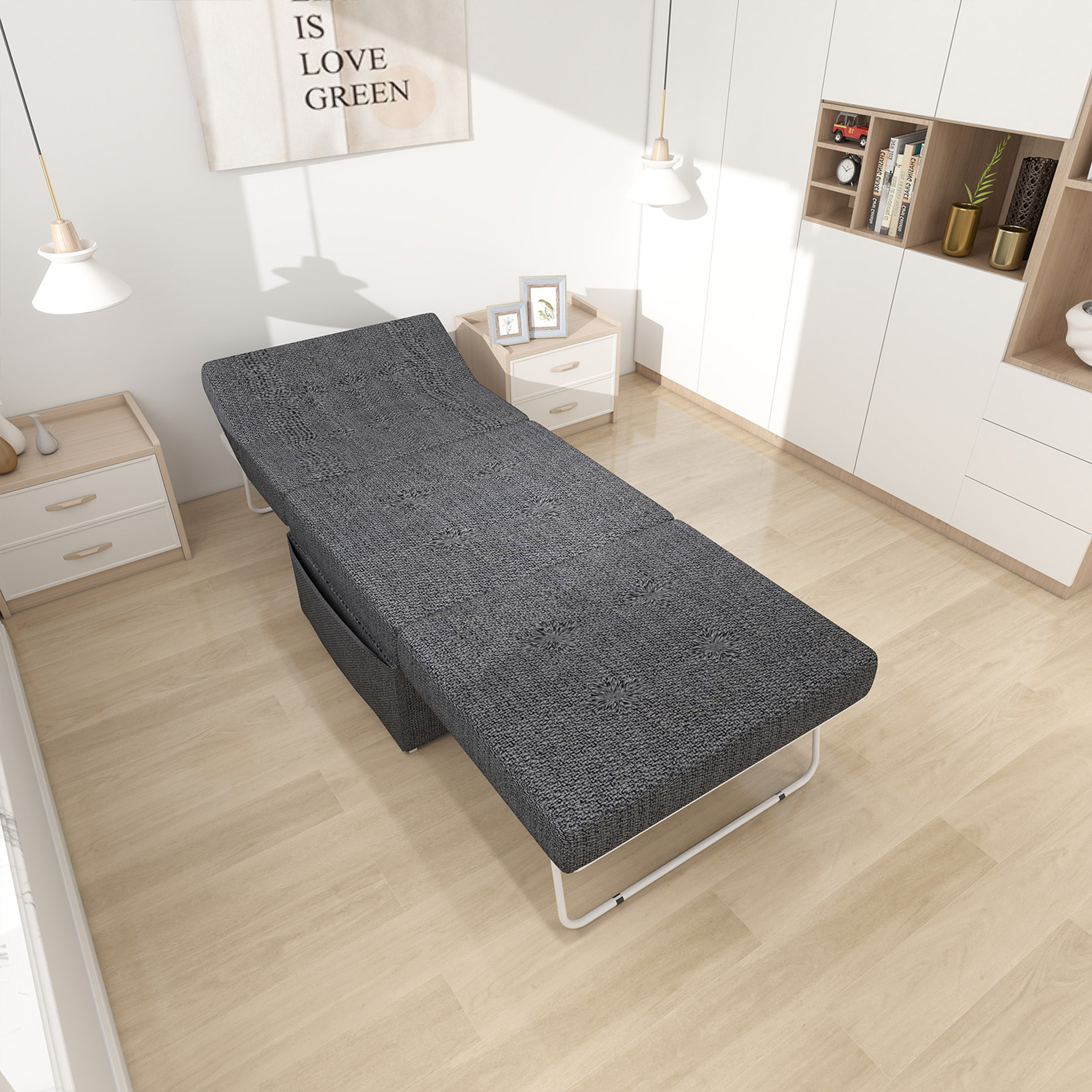 Highland Dunes 4-in-1 Multi-Function Folding Ottoman Sleeper Bed ...