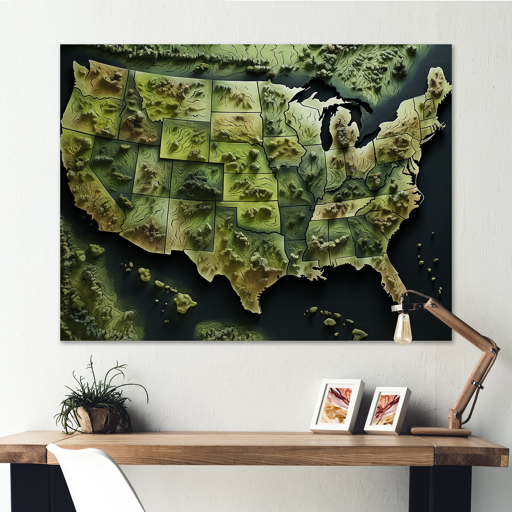 Design Art USA Map Eco Expanse - USA Map Canvas Art Print - Wayfair Canada