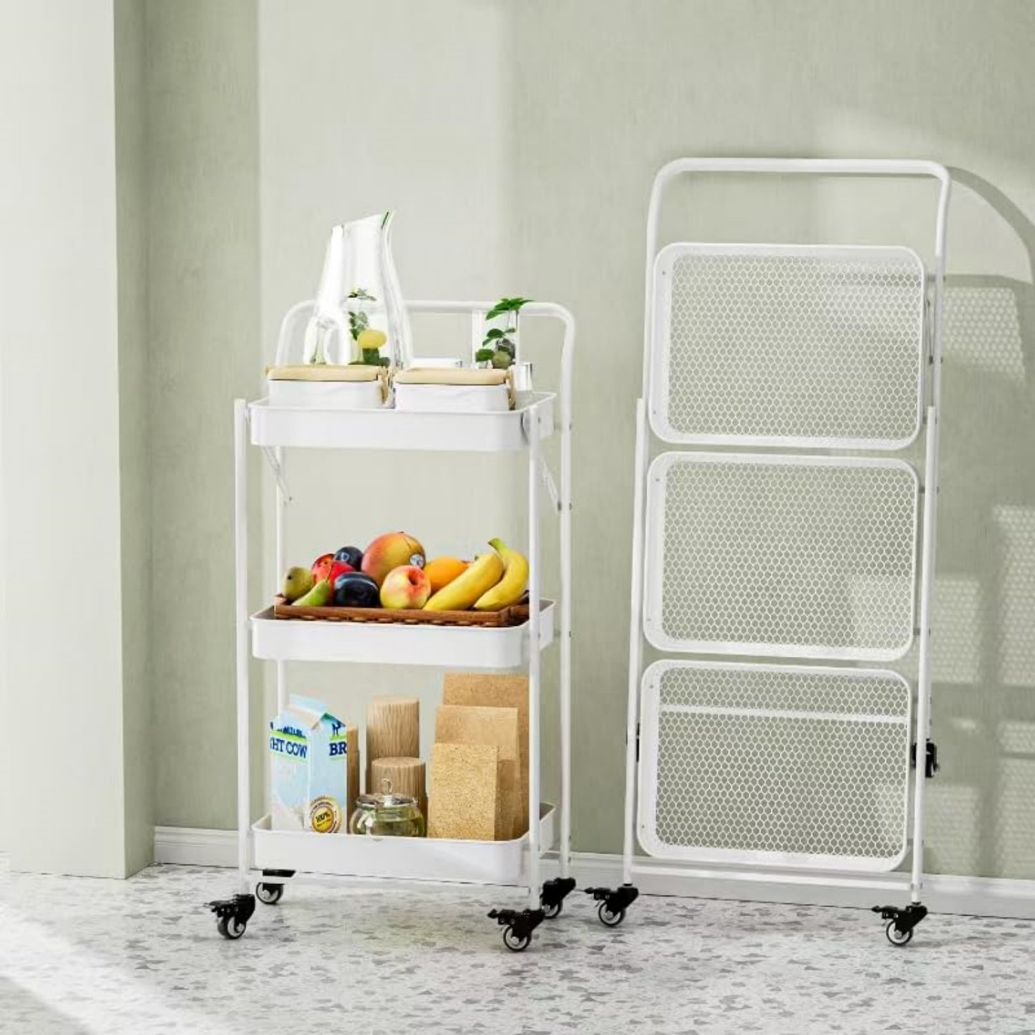 Ebern Designs Foldable Rolling Cart, Metal Folding Storage Utility Carts - Wayfair Canada
