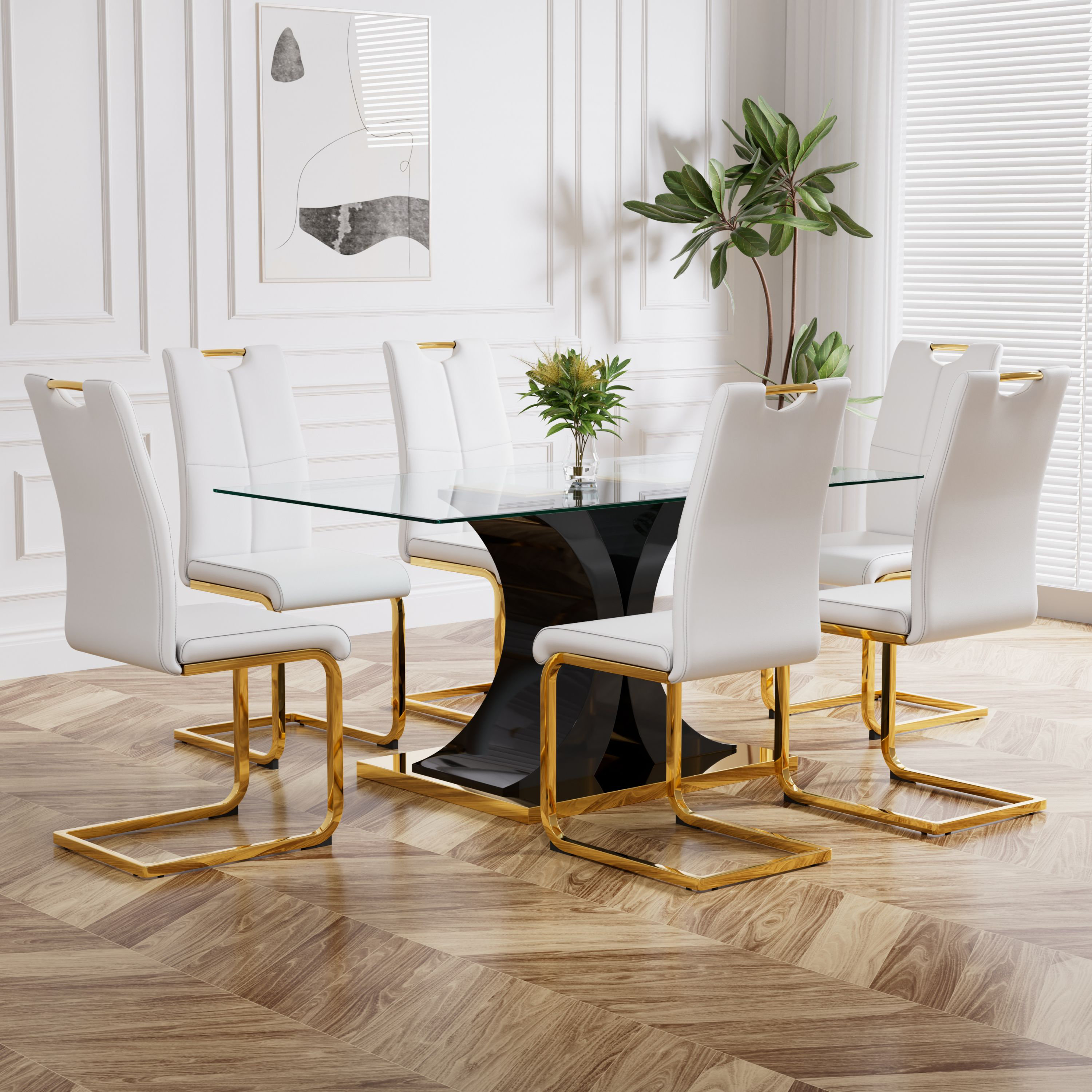 Mercer41 Niche Rectangular 63'' L x 35.4'' W Restaurant Dining Set ...