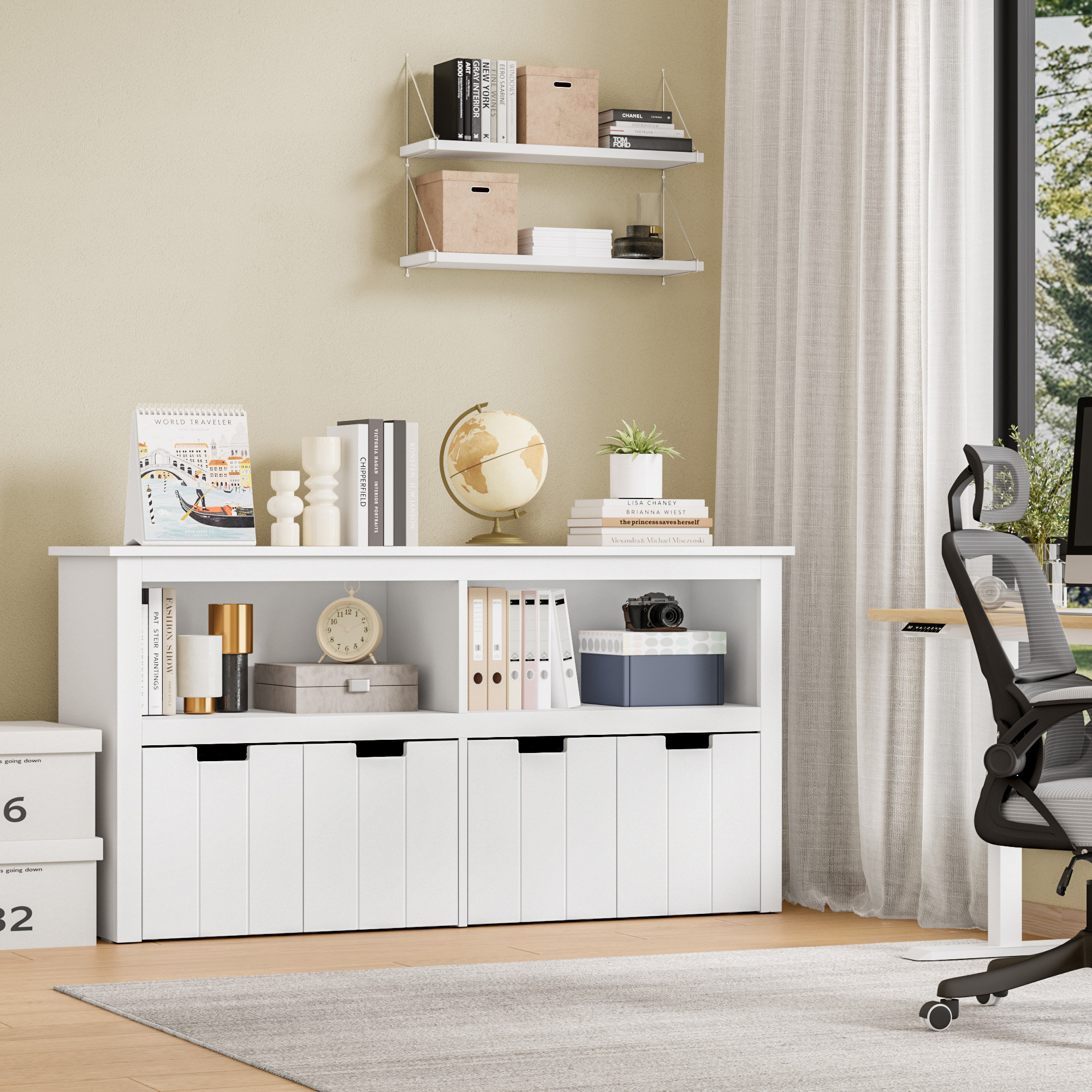 Winston Porter 47.2" Wide Multi-Functional Bookcase with Open Shelves ...