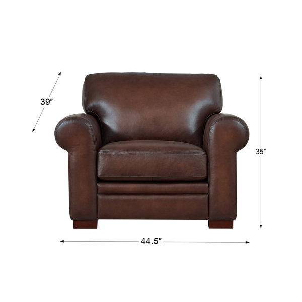 HYDELINE Brookfield Genuine Leather Top Grain Leather Club Chair ...
