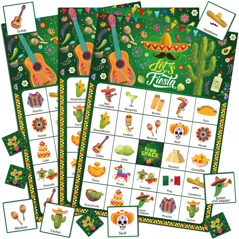 The Party Aisle Mexico Bingo Game Cards for Cinco De Mayo Decorations ...