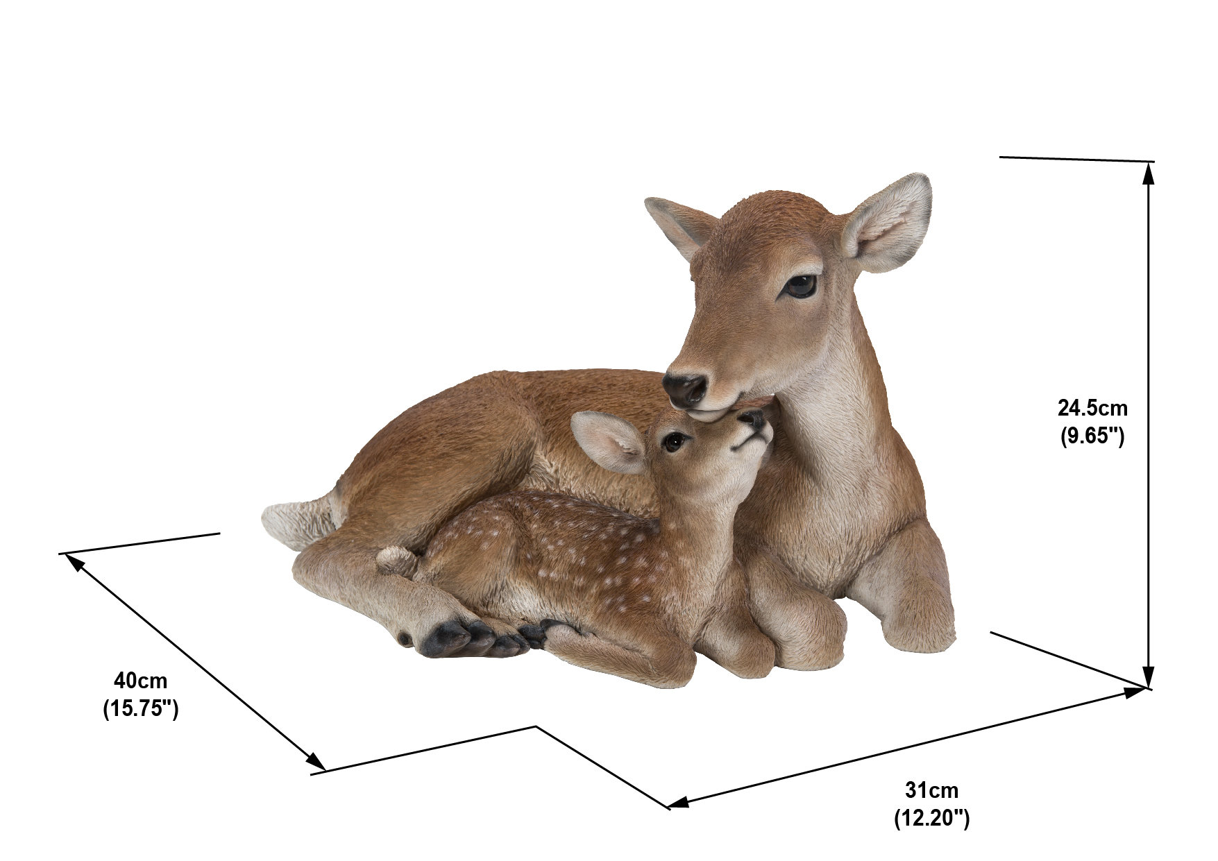 Hi-Line Gift Ltd. Cuddling Mother And Baby Deer 1 Piece Garden Statue ...