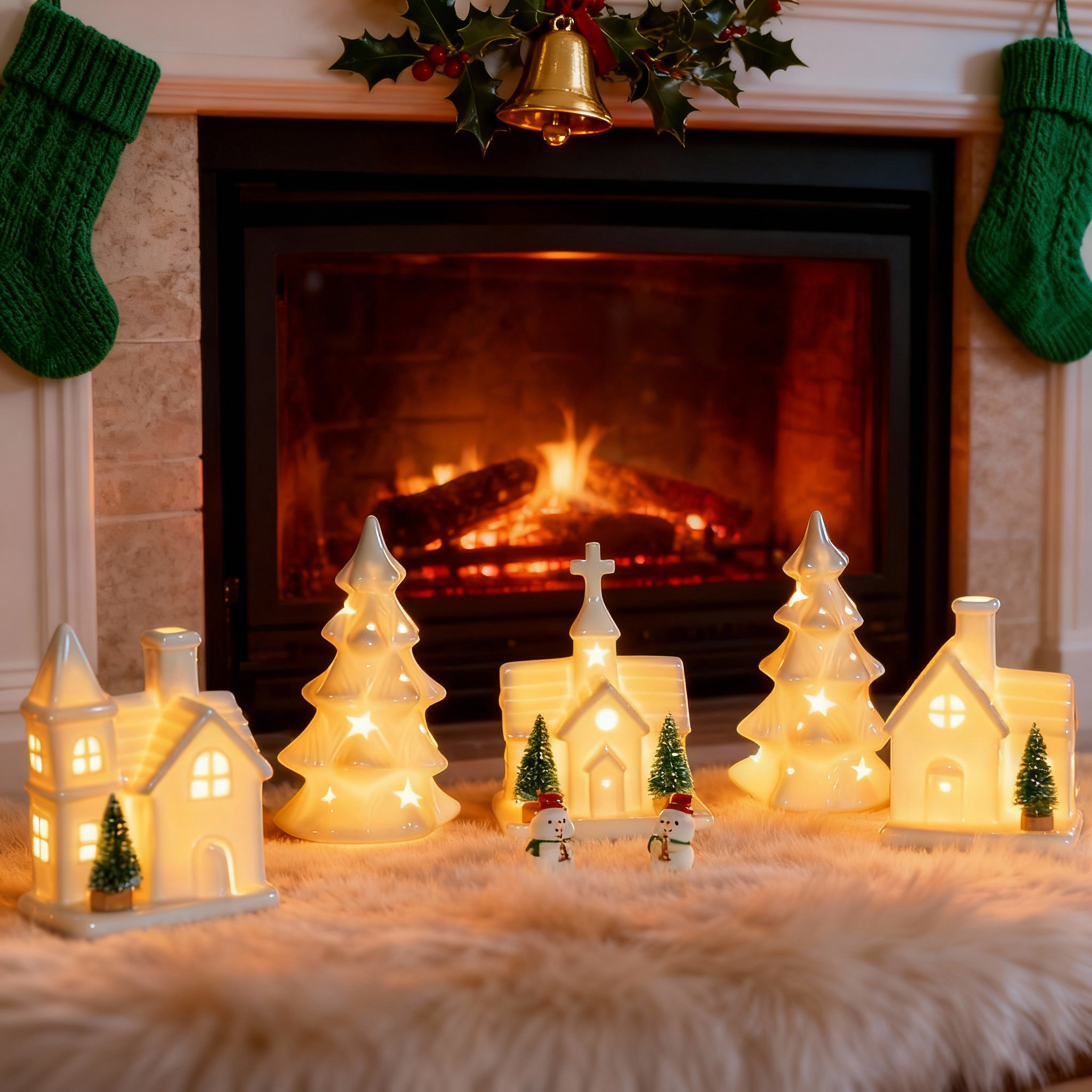 The Holiday Aisle® 11-Piece Ceramic Christmas Village Set With 3 ...