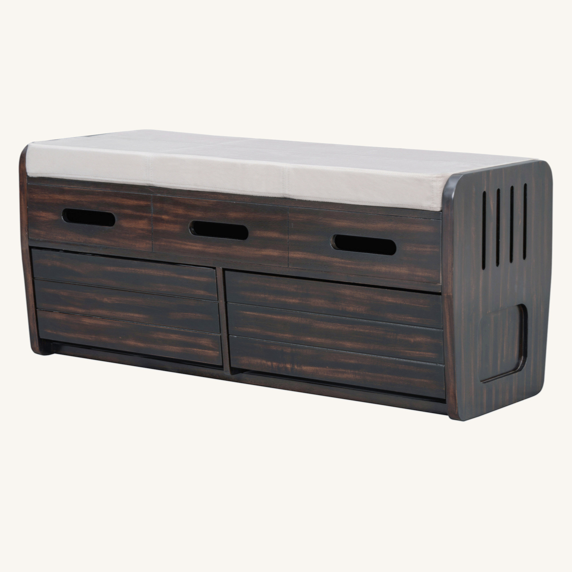 Latitude Run® Rustic Storage Bench With 2 Drawers, Hidden Storage Space ...