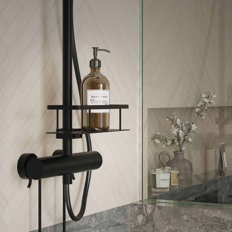 Rebrilliant Logan-Thomas Tension Pole Stainless Steel Shower Basket ...