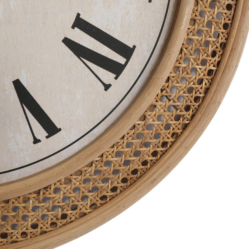 Winston Porter Soraia Rattan Round Wall Clock 24 Inch | Wayfair