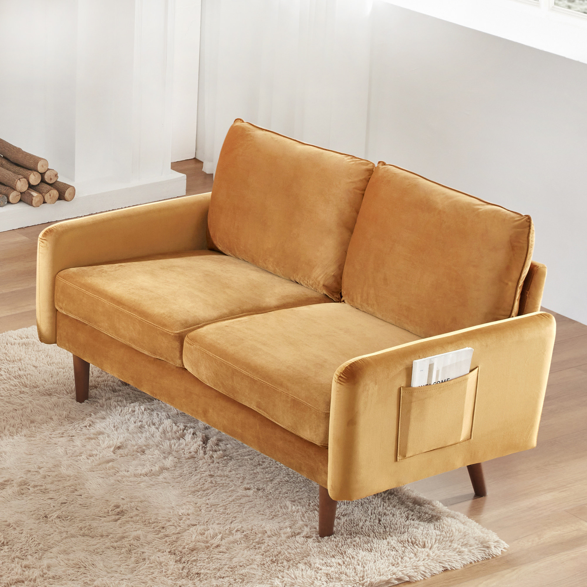 Everly Quinn Haaheo 58'' Velvet Square Arm Sofa & Reviews | Wayfair