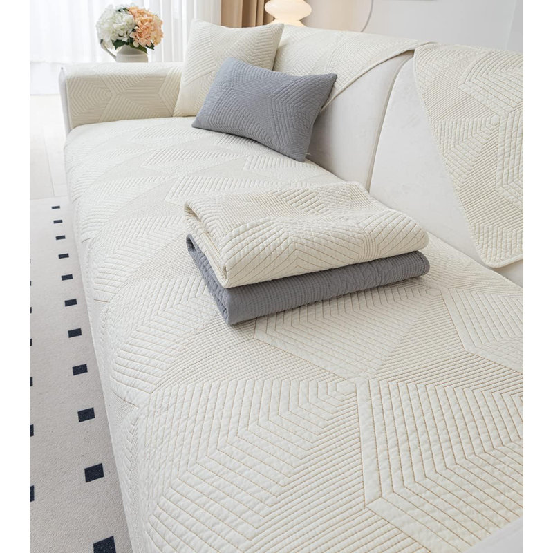 Latitude Run® Farmhouse Solid Color Embroidery Sofa Cover | Wayfair