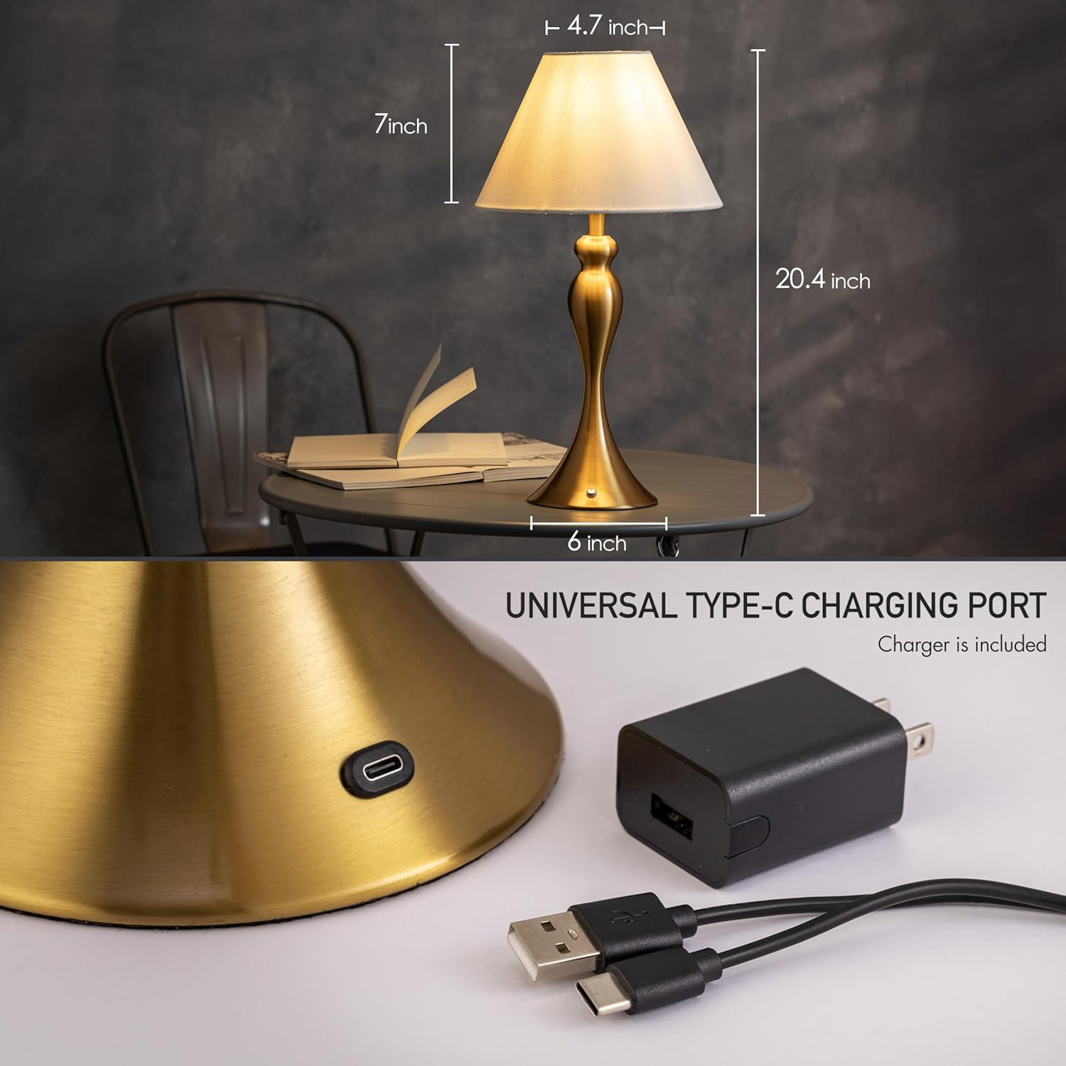 Charlton Home® Ember Rechargeable Table Lamp – Cordless, Touch Dimmable ...
