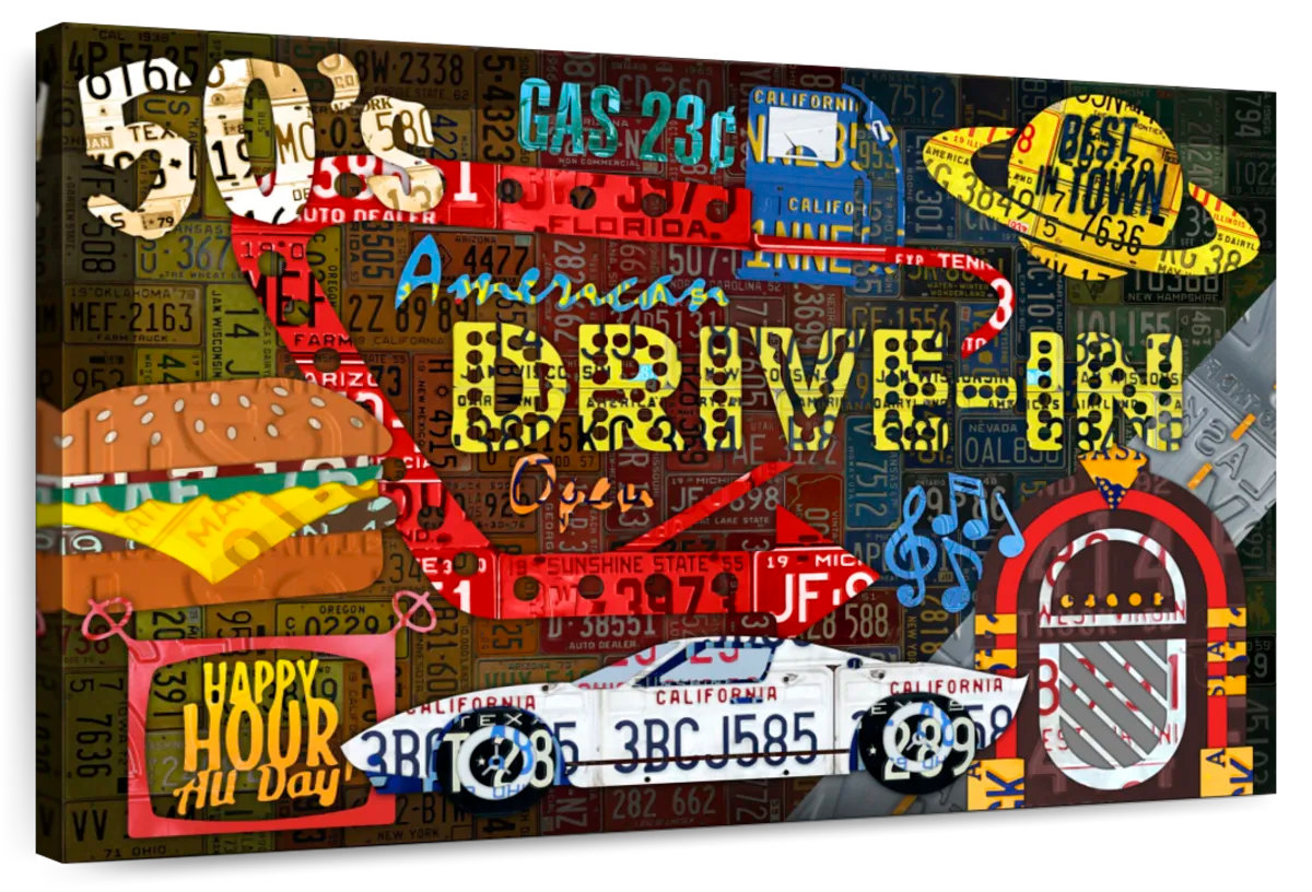 Elephant Stock American Driveins License Plate Collage | Wayfair