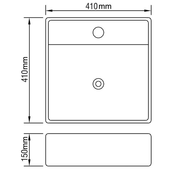 Metro Lane Nala 41mm L 410mm W Ceramic Square Countertop Basin Bathroom ...