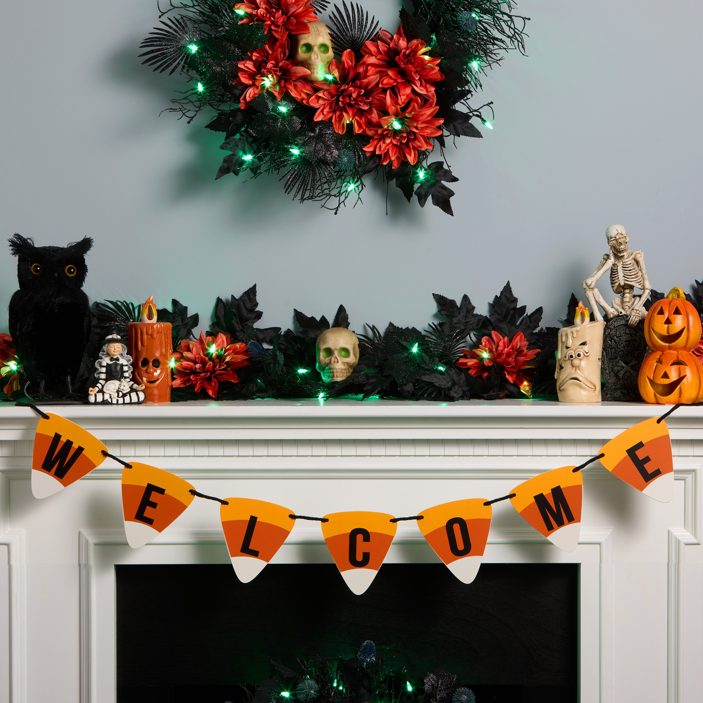 The Holiday Aisle® 31in. Candy Corn Welcome Banner | Wayfair