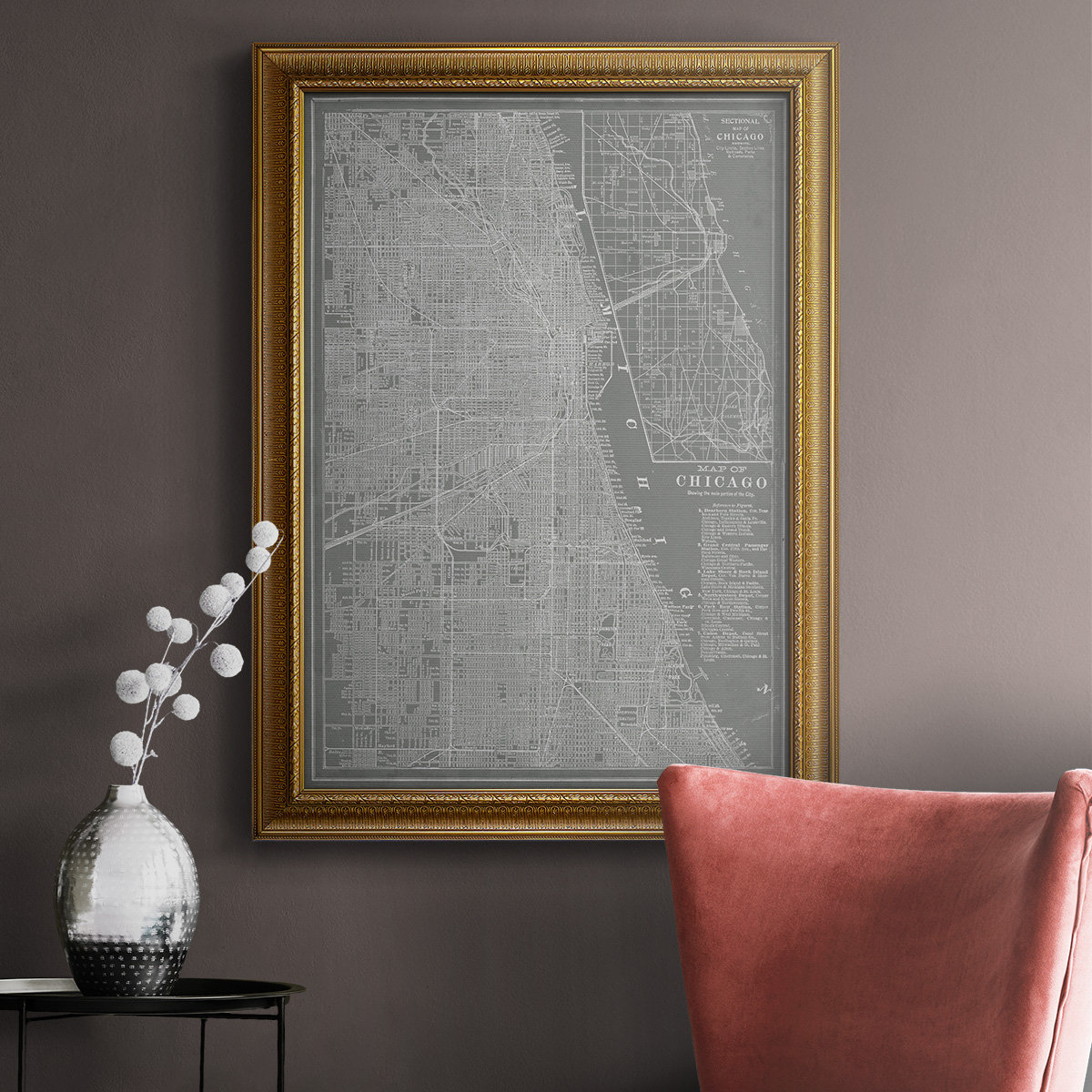 17 Stories City Map Of Chicago Premium Framed Canvas- Ready To Hang ...