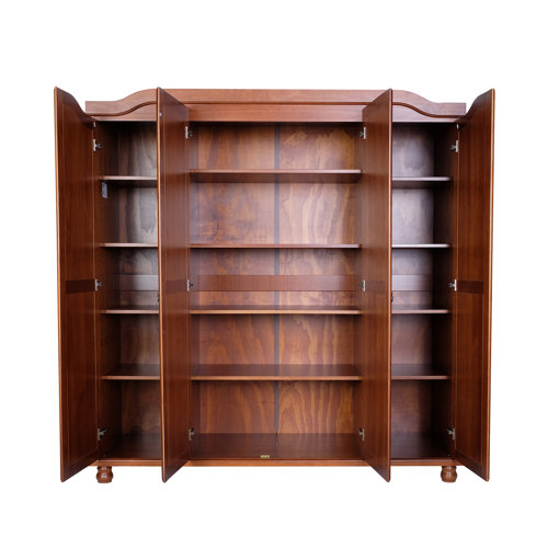 Charlton Home® Kyle 100% Solid Wood 4-door Wardrobe Armoire with ...