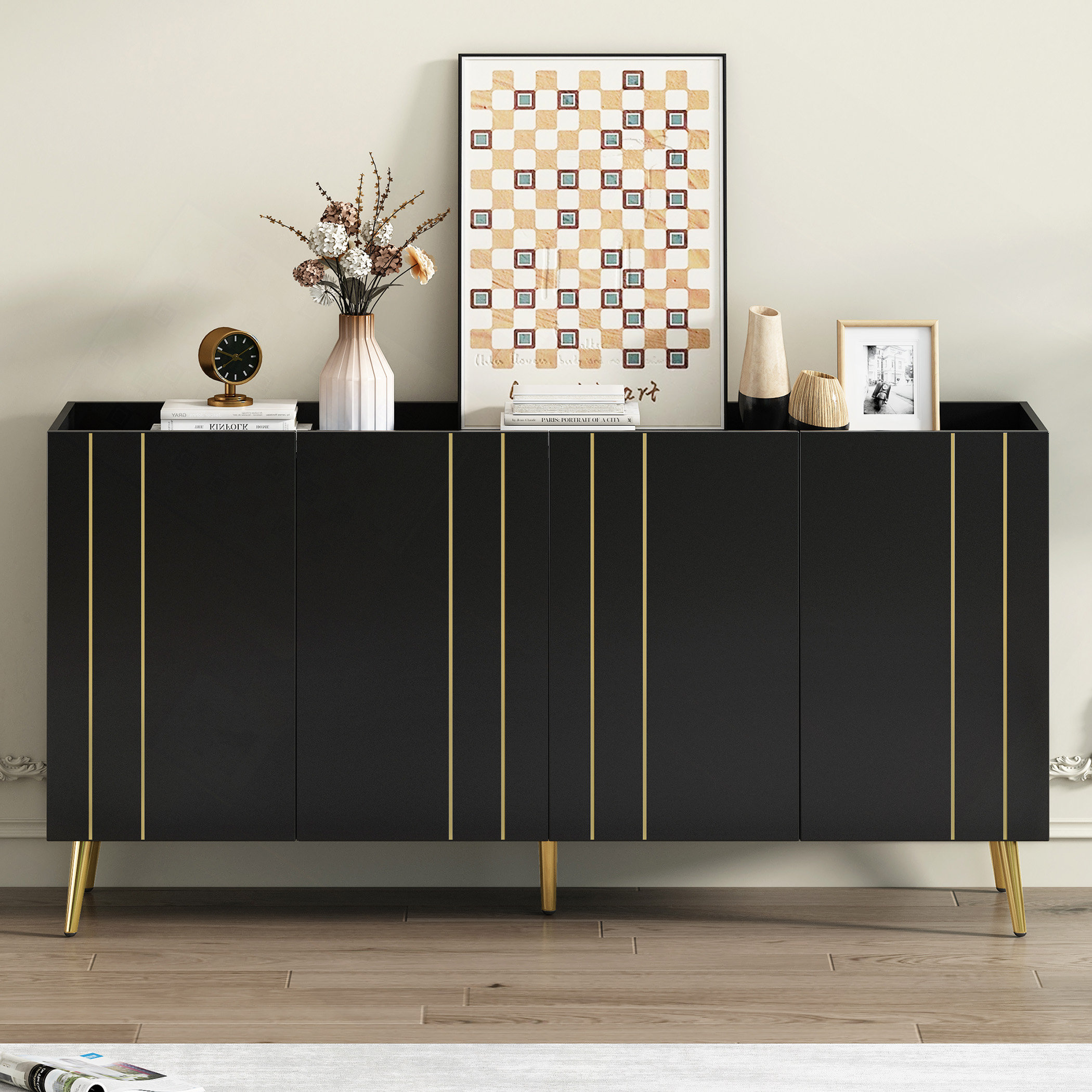 Everly Quinn Shoe Storage, Luxurious Shoe Cabinet With 5 Metal Legs ...