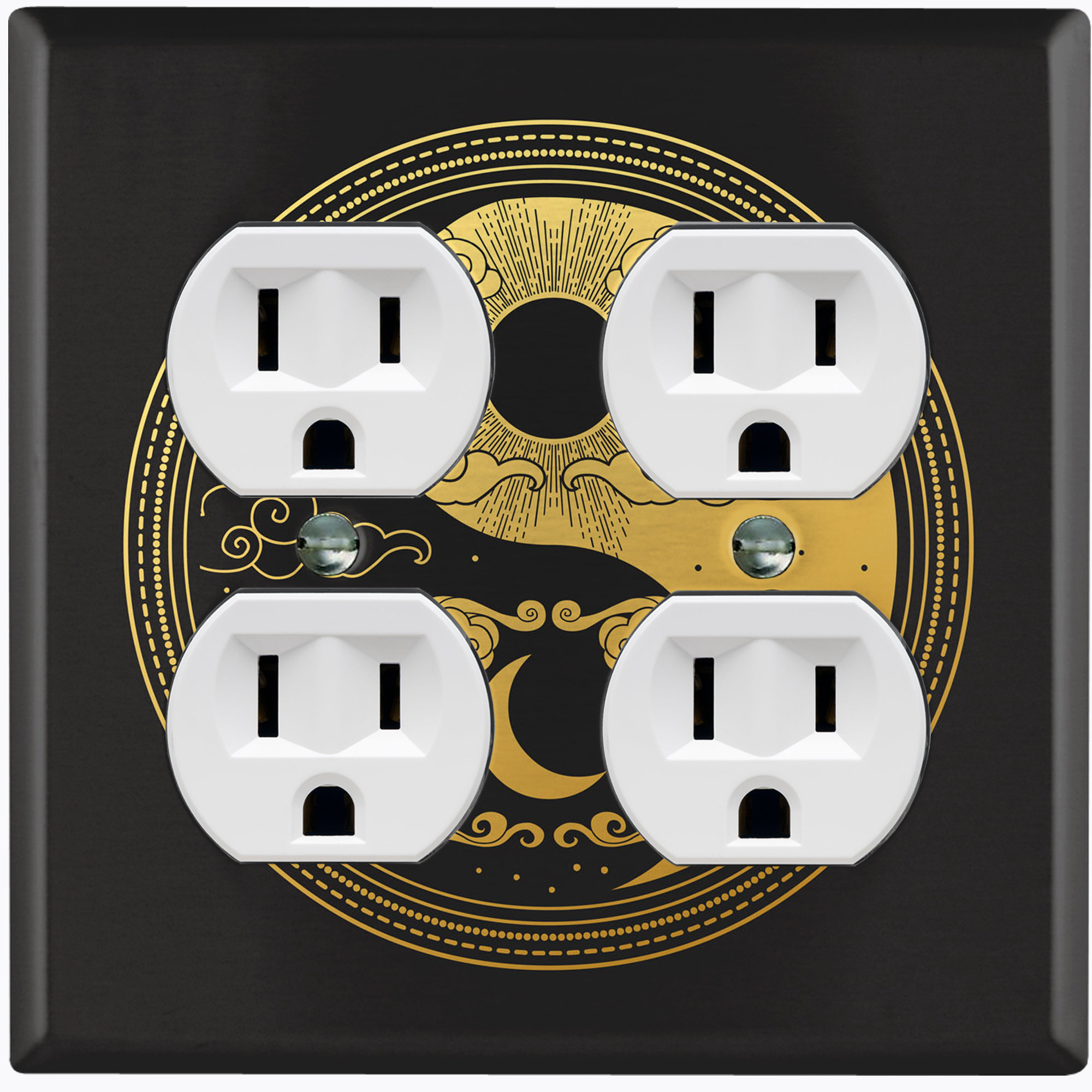 WorldAcc Yin Yang Peace Sun Moon 2-Gang Duplex Outlet Wall Plate | Wayfair