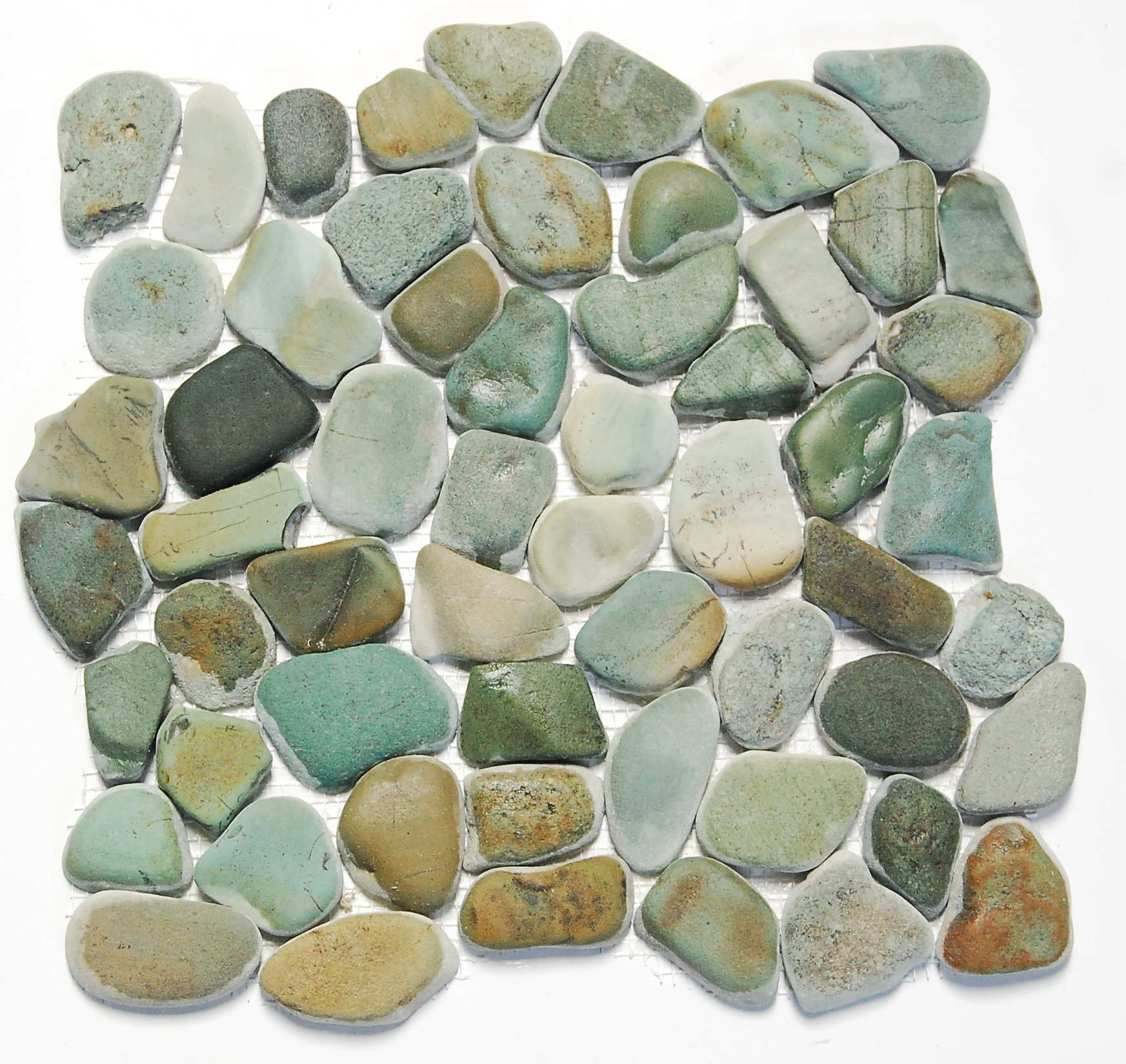 FuStone Taipei Green Leveled Pebbles Natural Stone Mosaic for Floor and ...
