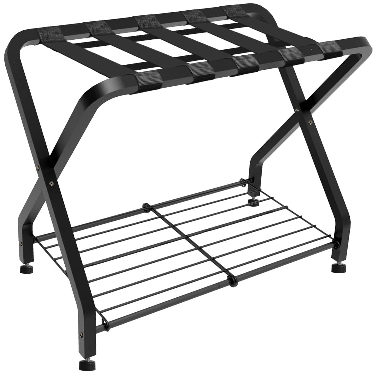 Runbang Folding Luggage Rack With 2-Tiers Storage Shelf, Foldable Steel ...