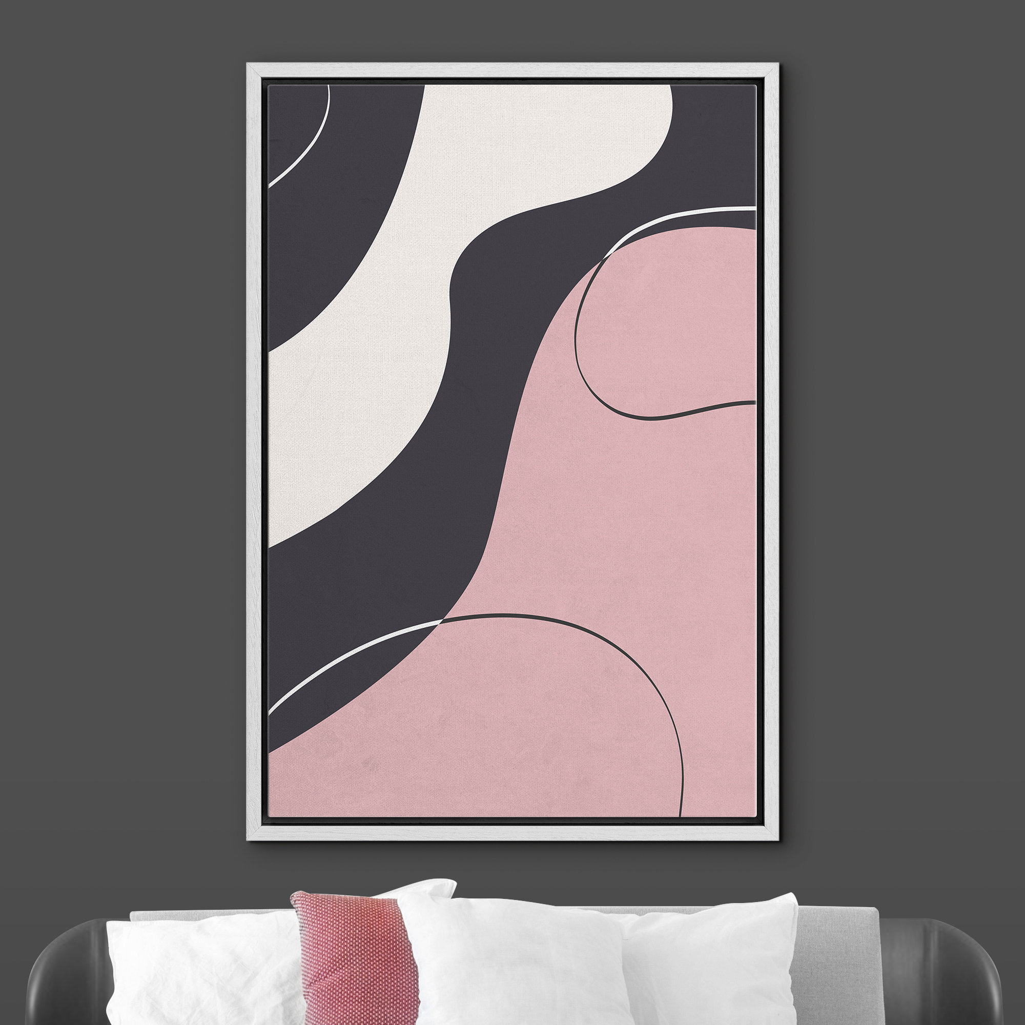 IDEA4WALL Pink & Dark Shapes With Line - Floater Frame Graphic Art on ...