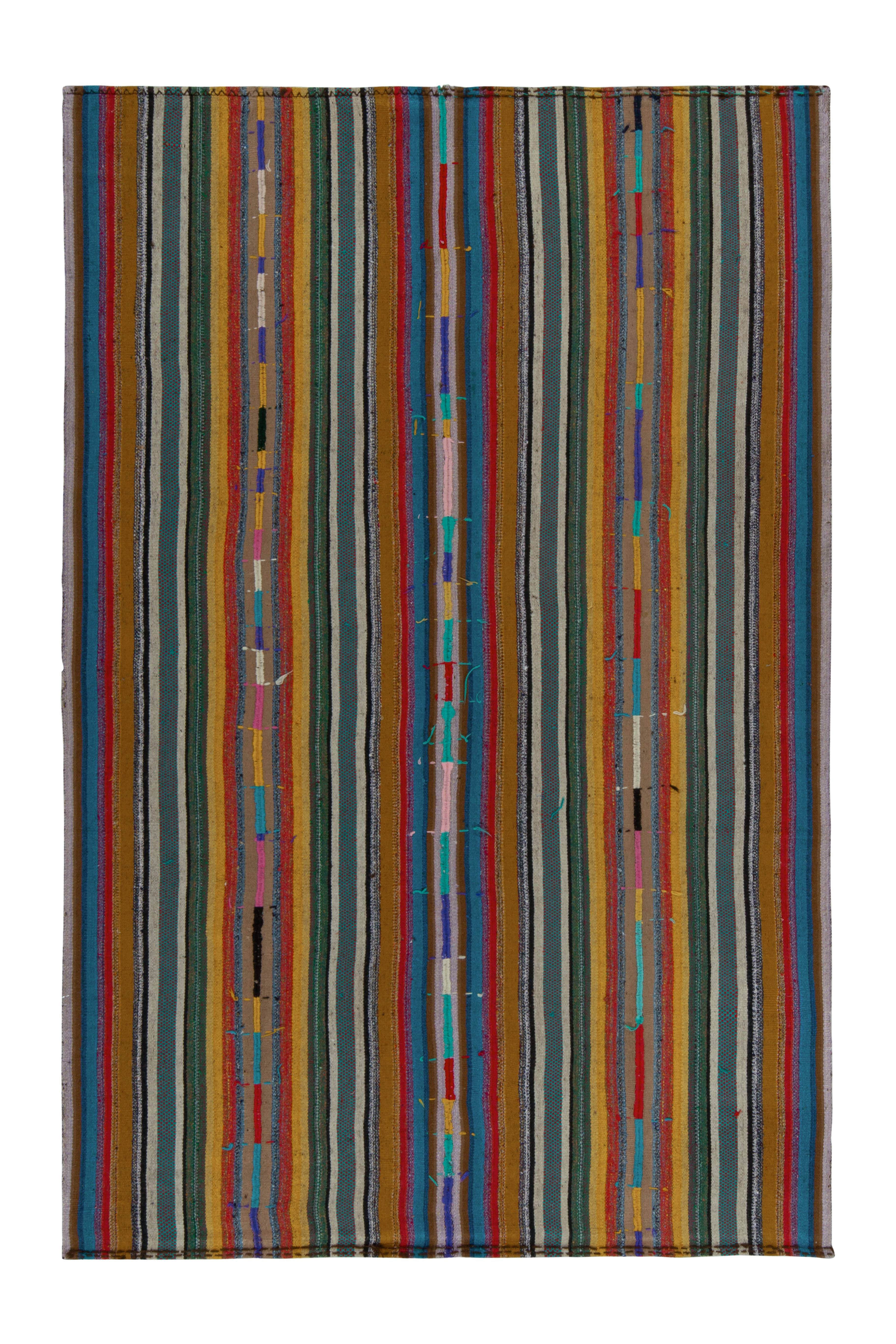 Rug & Kilim Chaput One-of-a-Kind 1950s Vintage in Brown/Red/Blue ...