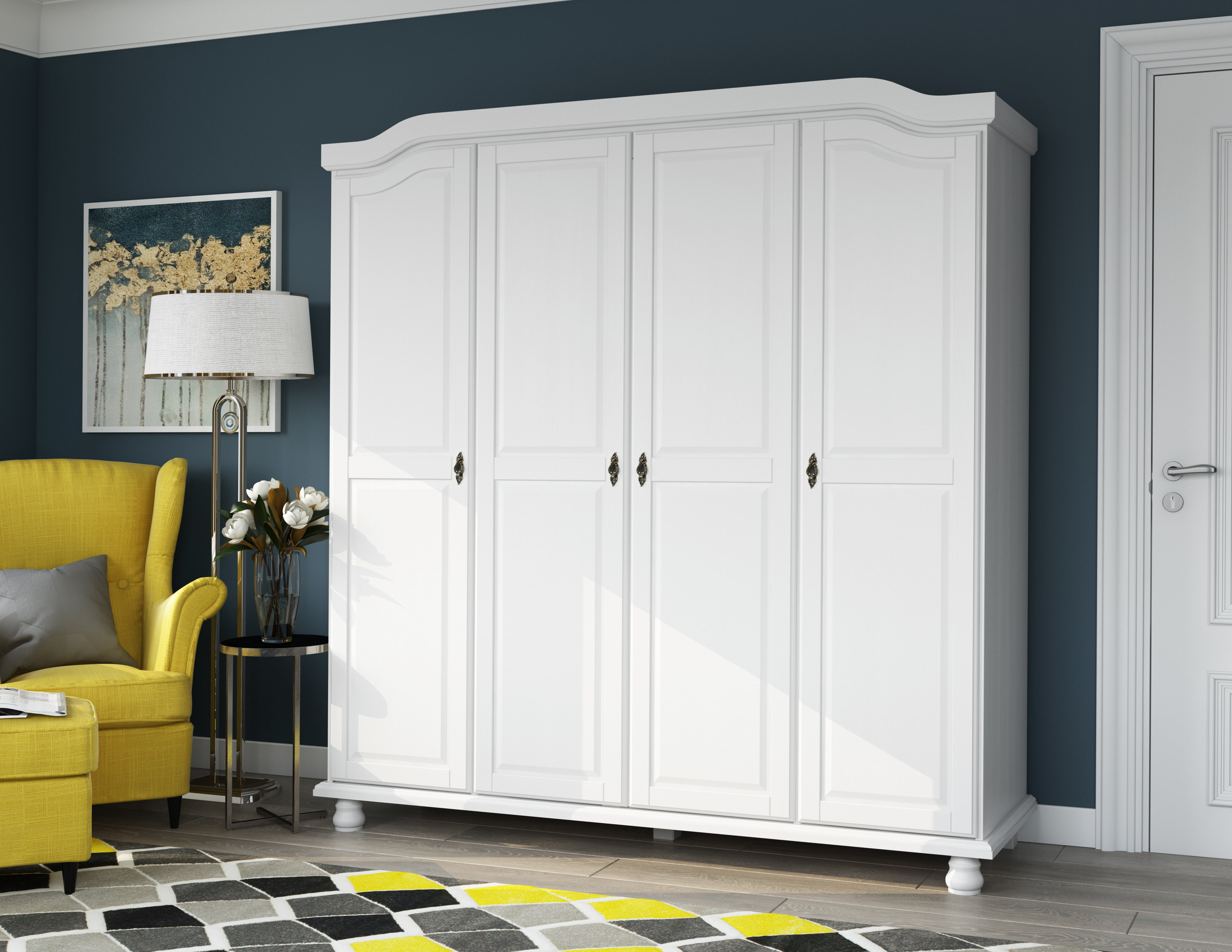 Charlton Home® Kyle 100% Solid Wood 4-door Wardrobe Armoire & Reviews ...
