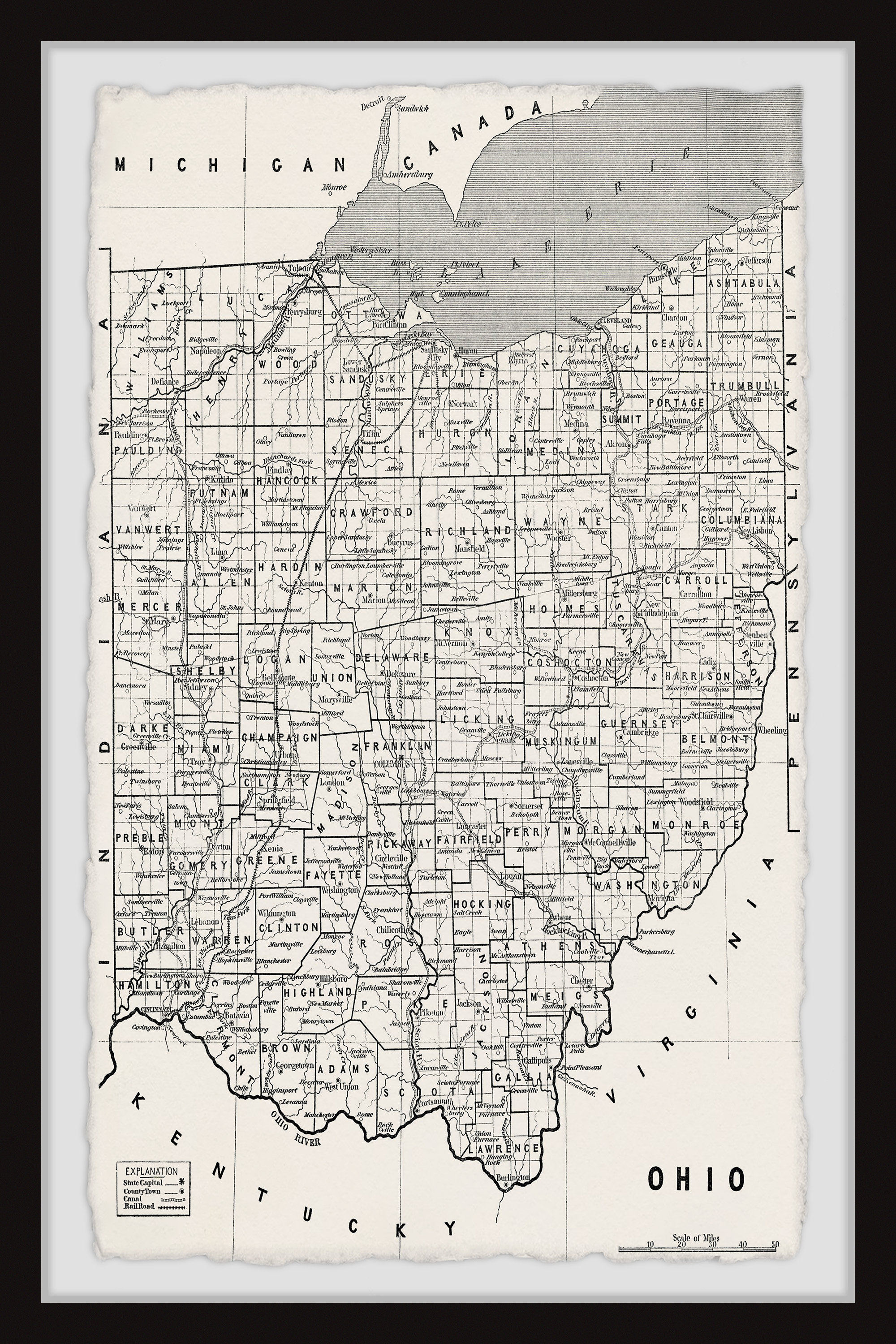 Trinx 'Map of Ohio Counties' - Picture Frame Print on Paper | Wayfair