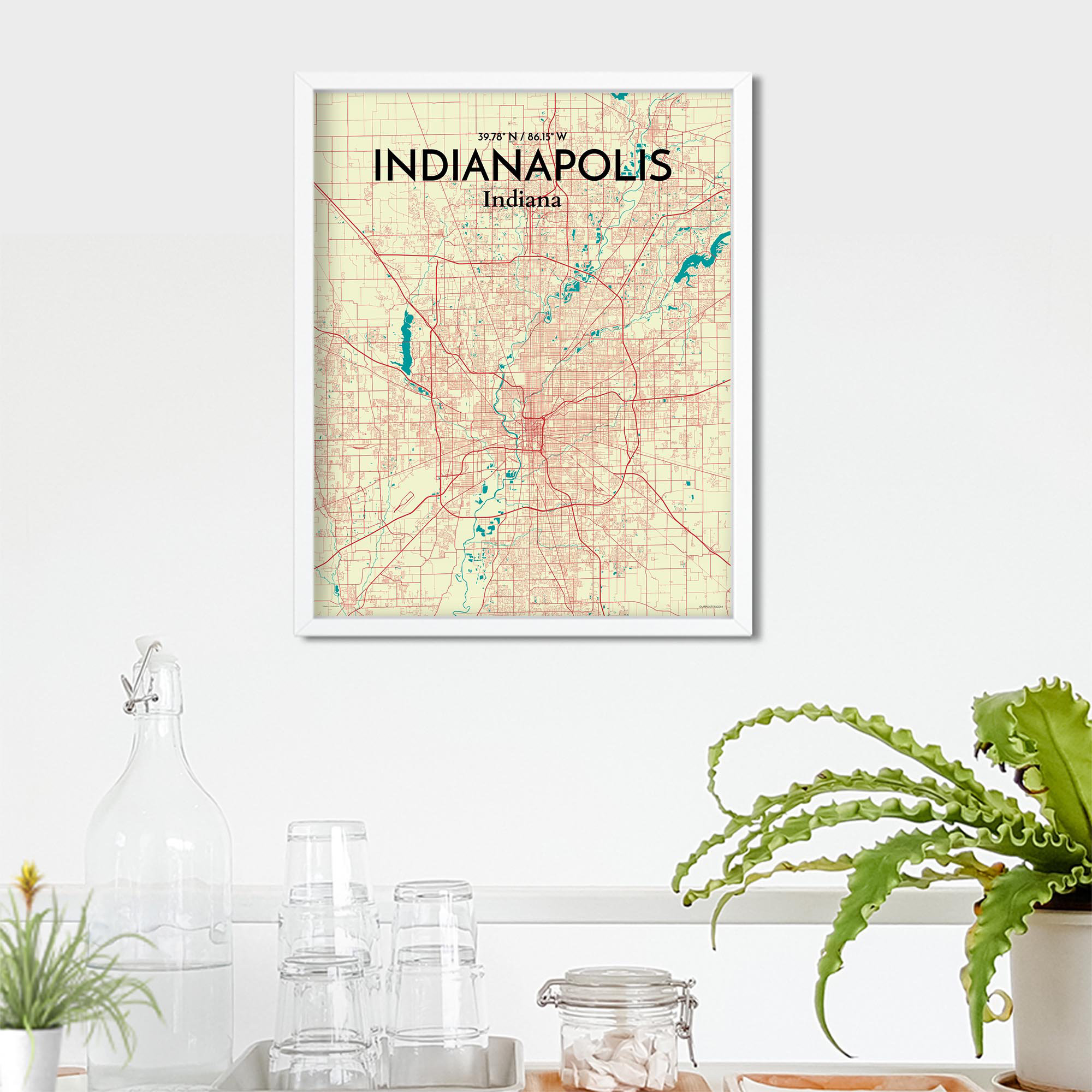 Wrought Studio 'Indianapolis City Map' Graphic Art Print Poster in ...