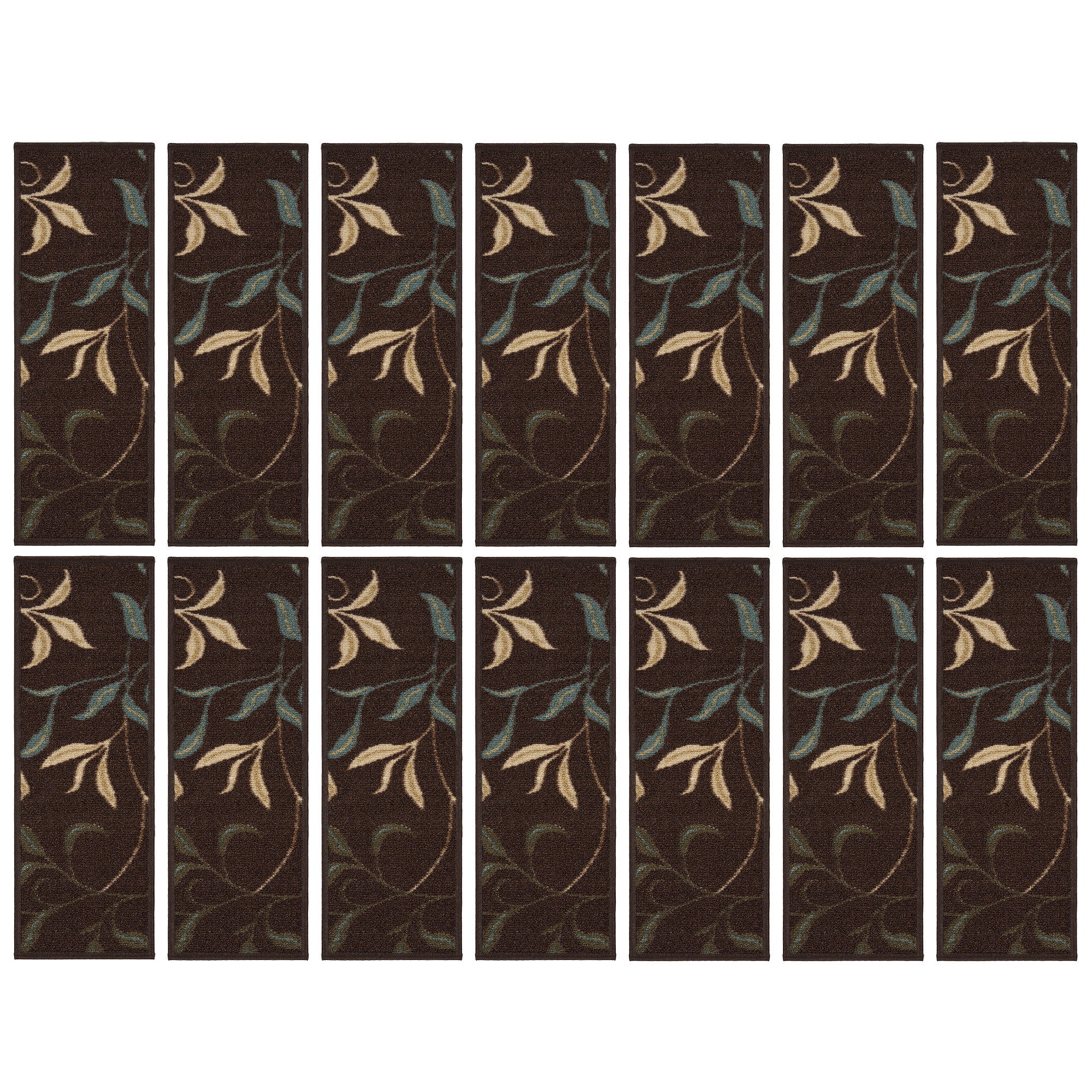 Ottomanson Non-Slip Rubberback Leaves Indoor Stair Treads For Wooden ...