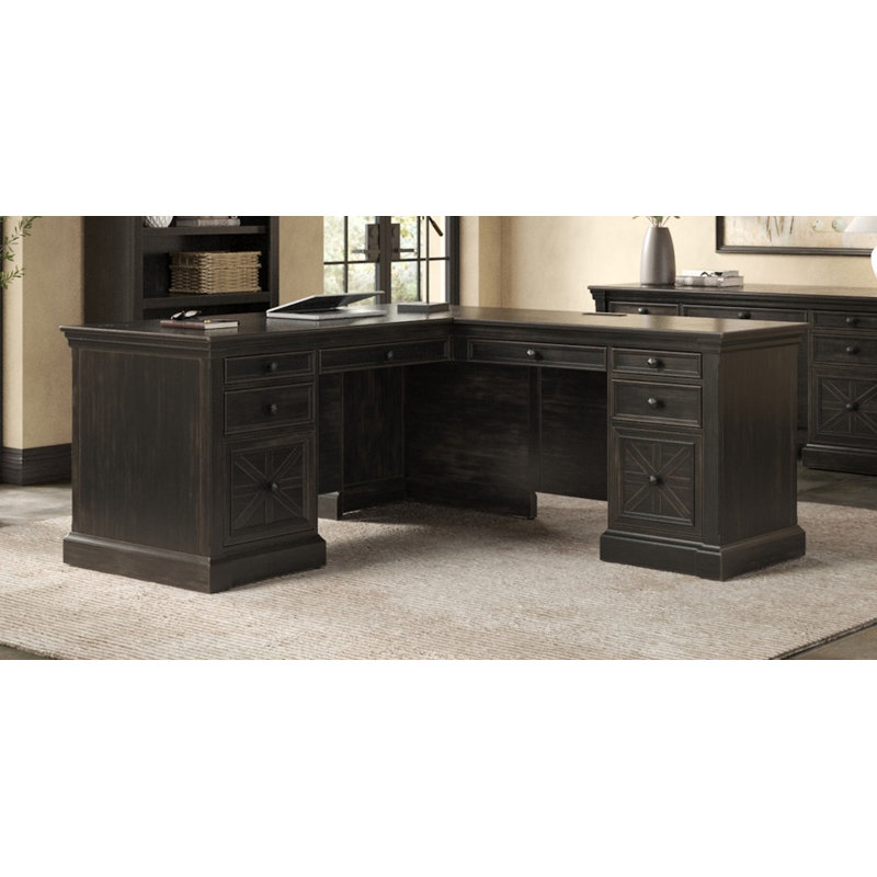Rosalind Wheeler Cashawn L-Shape Executive Desk with Built in Outlets ...