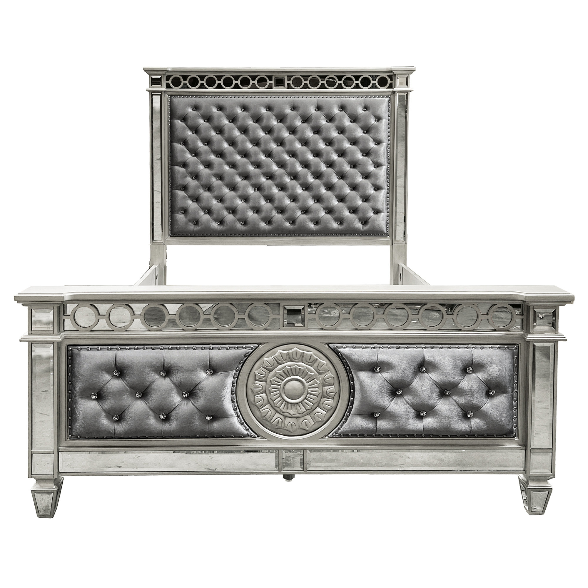 Rosdorf Park Velvet & Mirrored Bed | Wayfair