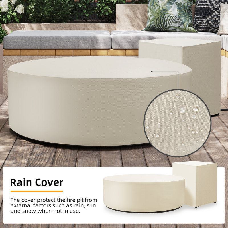 Latitude Run® 42 inch Outdoor Round Fire Pit Table Propane Iron Firepit ...