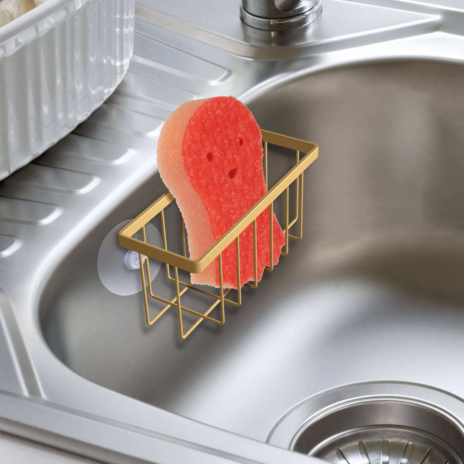 WKING Premium Kitchen Sink Sponge Holder With Strong Suction, Multi ...