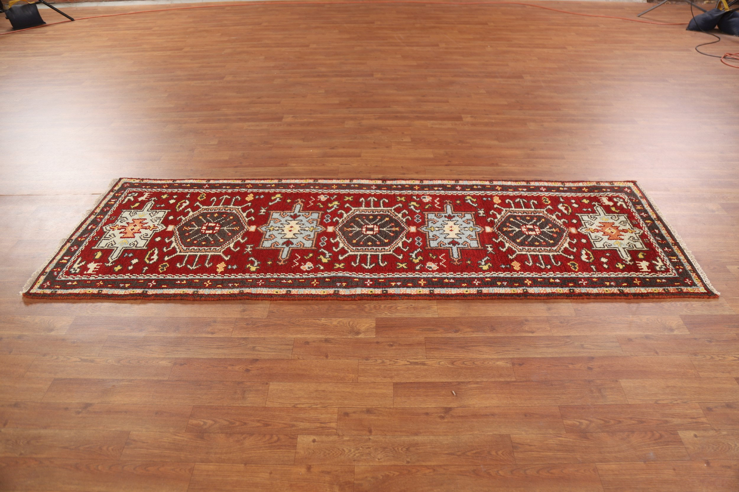 Bungalow Rose Red Traditional Geometric Runner Rug 3x8 | Wayfair