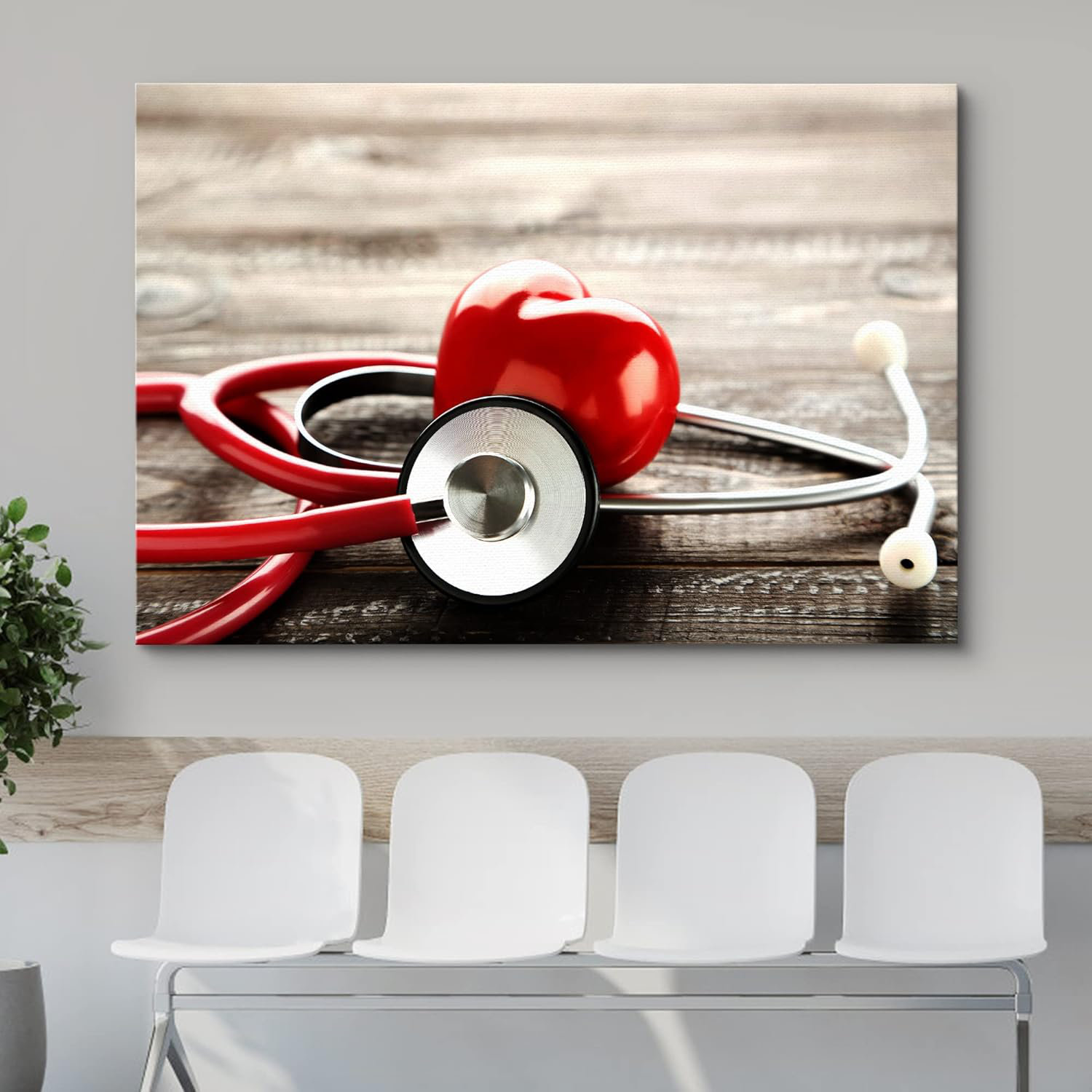 IDEA4WALL Doctor's Stethoscope Heart Wood Effect Panels Medical Health ...