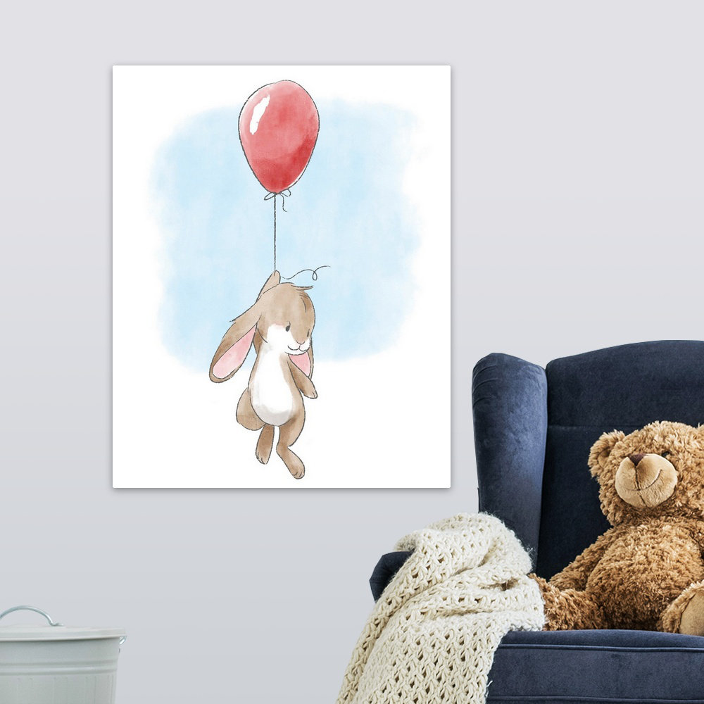 Great Big Canvas 'Little Bunny and Balloon' Graphic Art Print | Wayfair