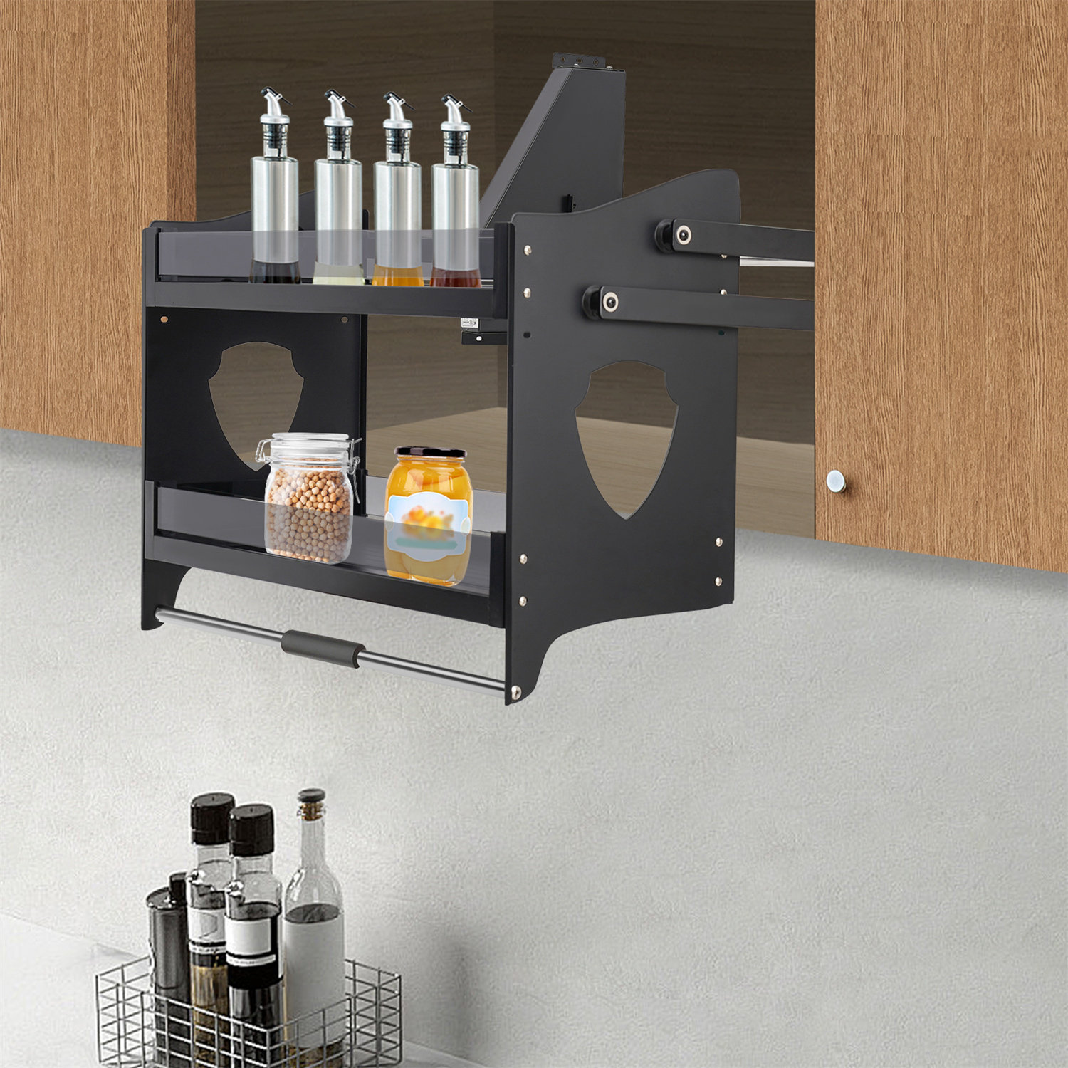 Latitude Run® 2 Tier Kitchen Cabinet Pull Down Shelf - Wayfair Canada