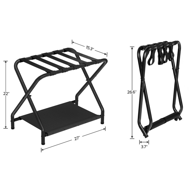 HOOBRO Metal Folding Luggage Rack with Storage & Reviews | Wayfair