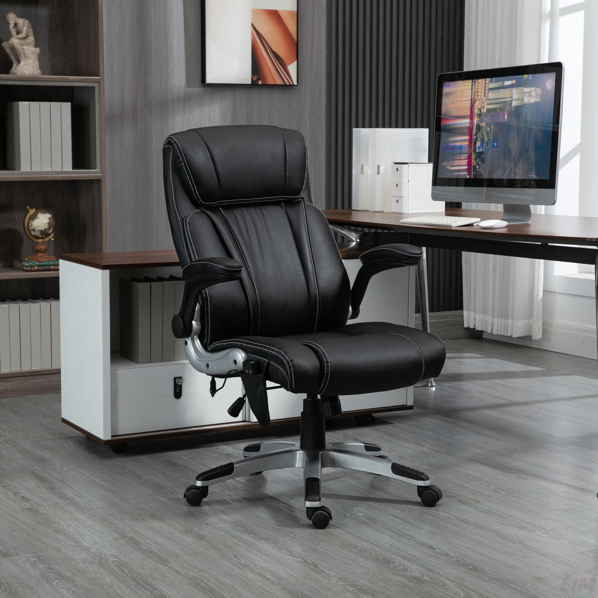 Inbox Zero Executive Massage Office Chair With 6 Vibration Points ...