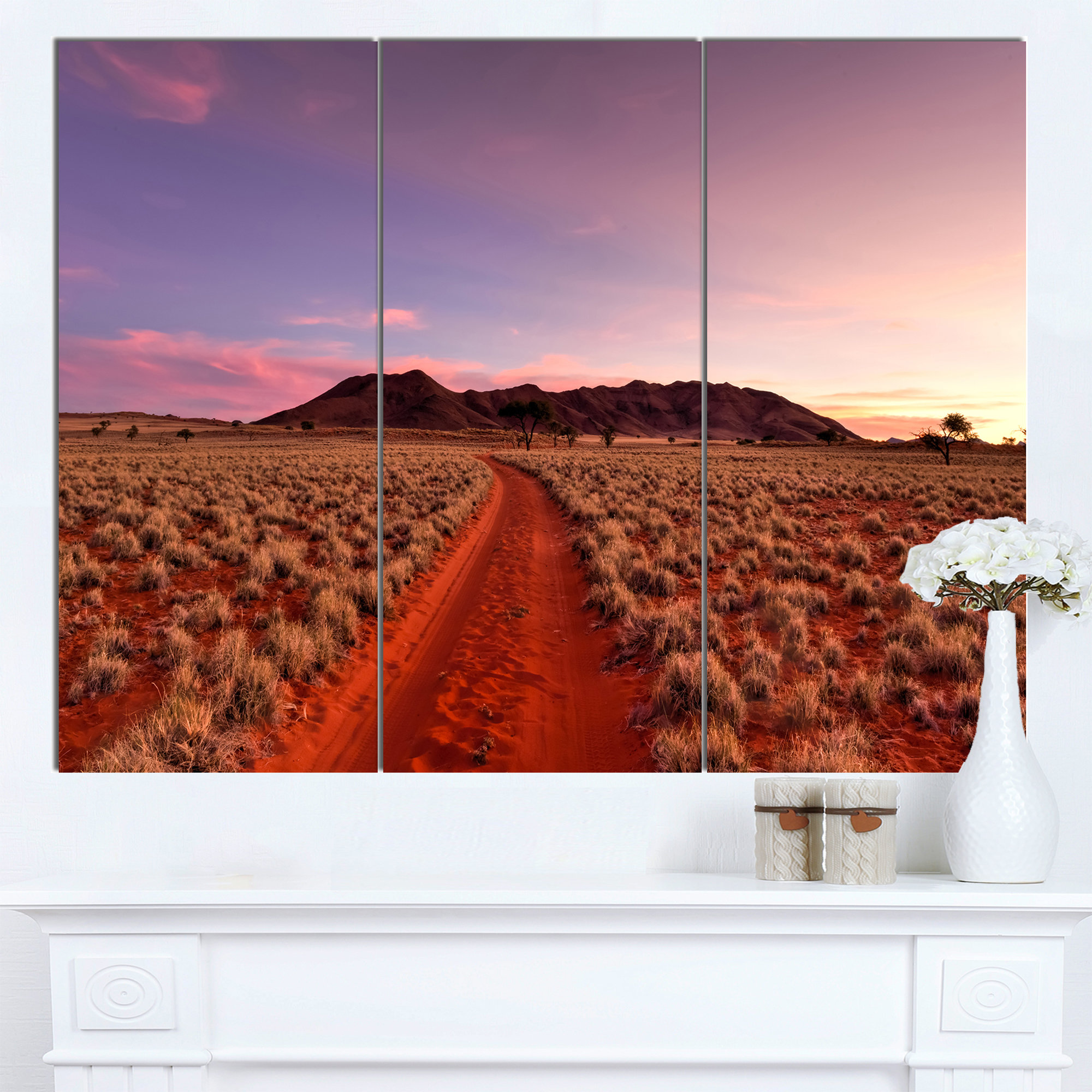 Design Art 'Red Pathway in Namib Desert' 3 Piece Photographic Print on ...