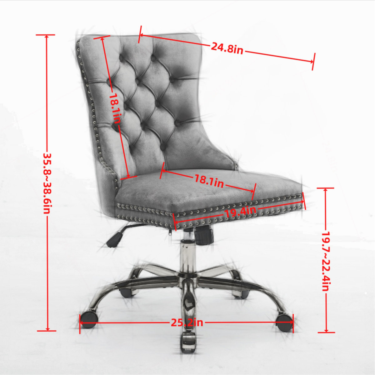 Mercer41 Office Chair,Modern Velvet Upholstered Tufted Button Home ...